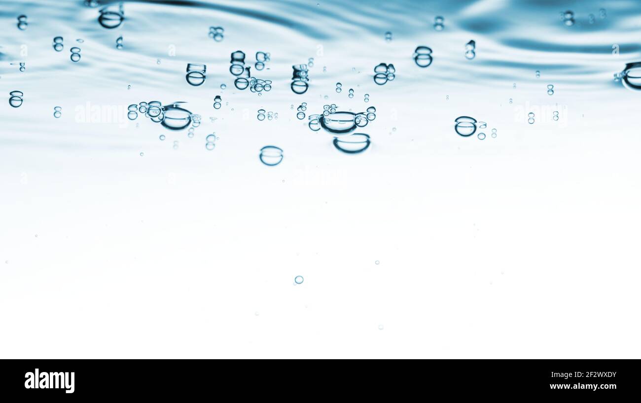 Water blue wave background. Air bubbles in clear water liquid Stock ...