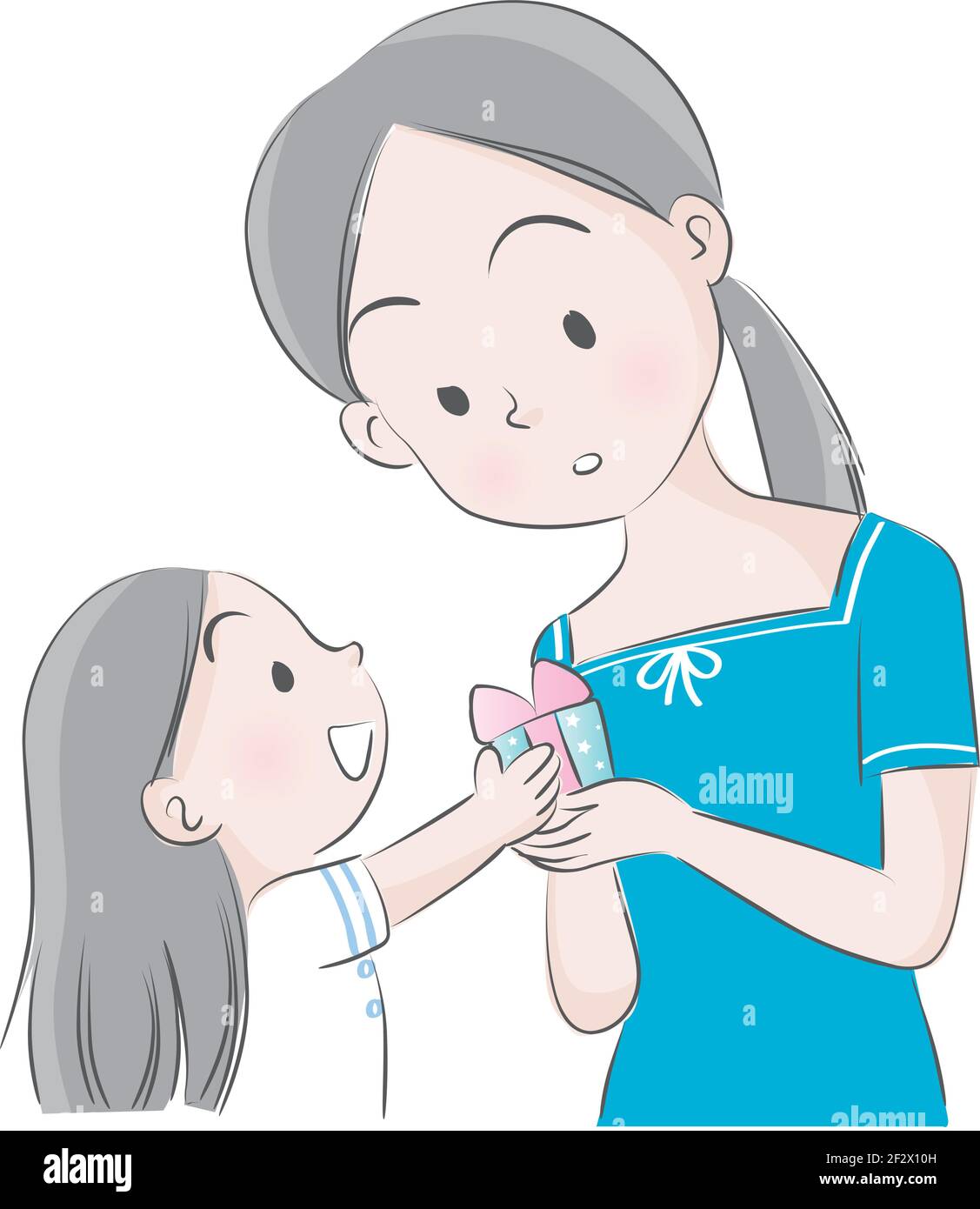 cartoon girl and mommy Stock Vector Image & Art - Alamy