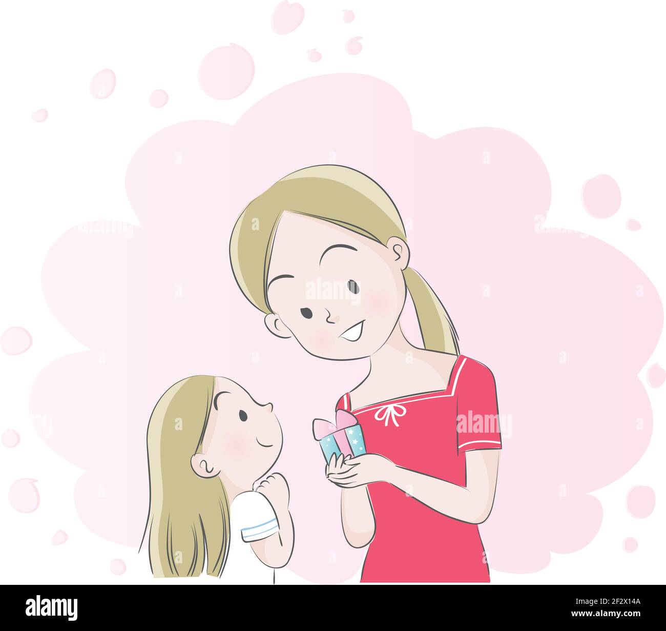 cartoon girl and mommy Stock Vector Image & Art - Alamy