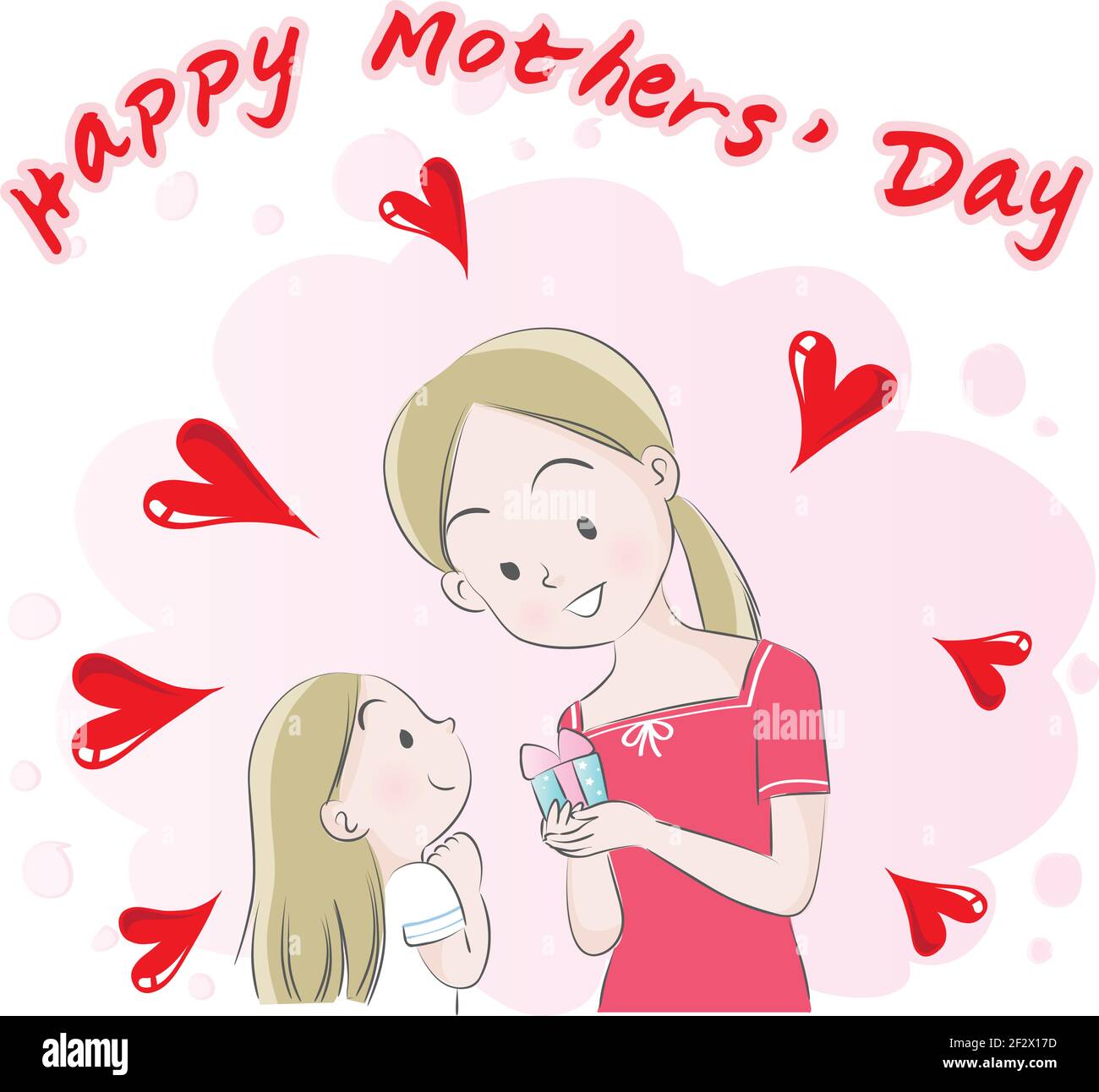 cartoon girl and mommy happy mothers day Stock Vector Image & Art - Alamy