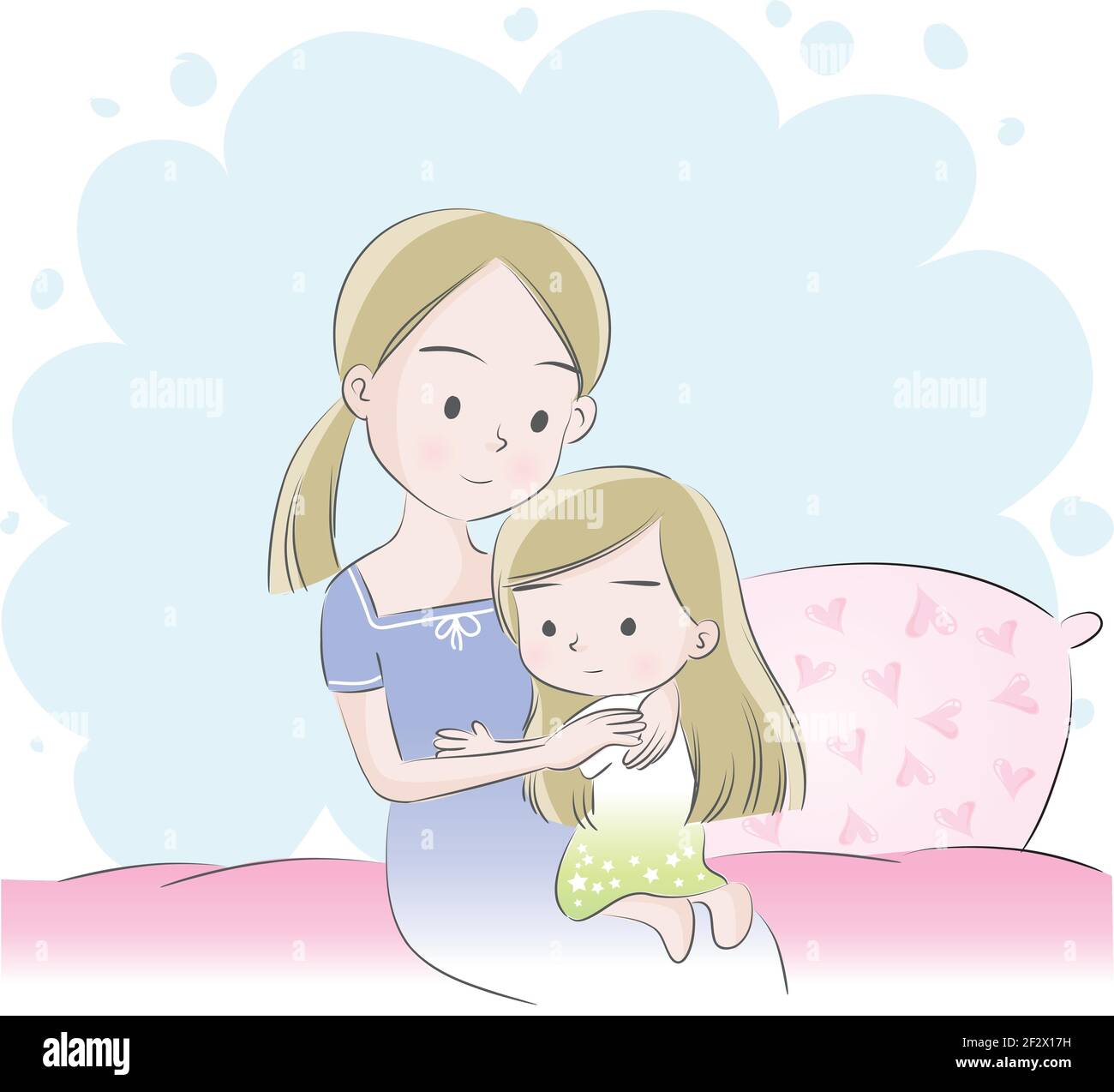 cartoon girl and mommy Stock Vector Image & Art - Alamy