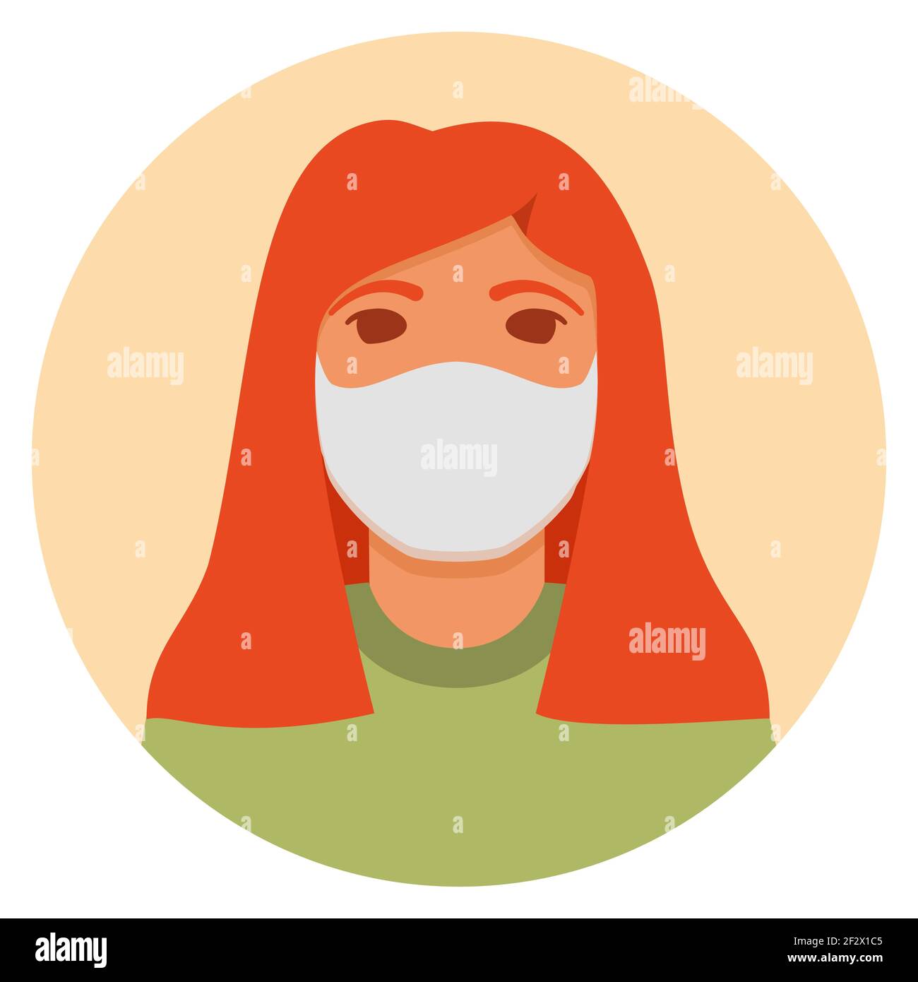 Girl red hair avatar. Protection wear from coronavirus Stock Vector ...