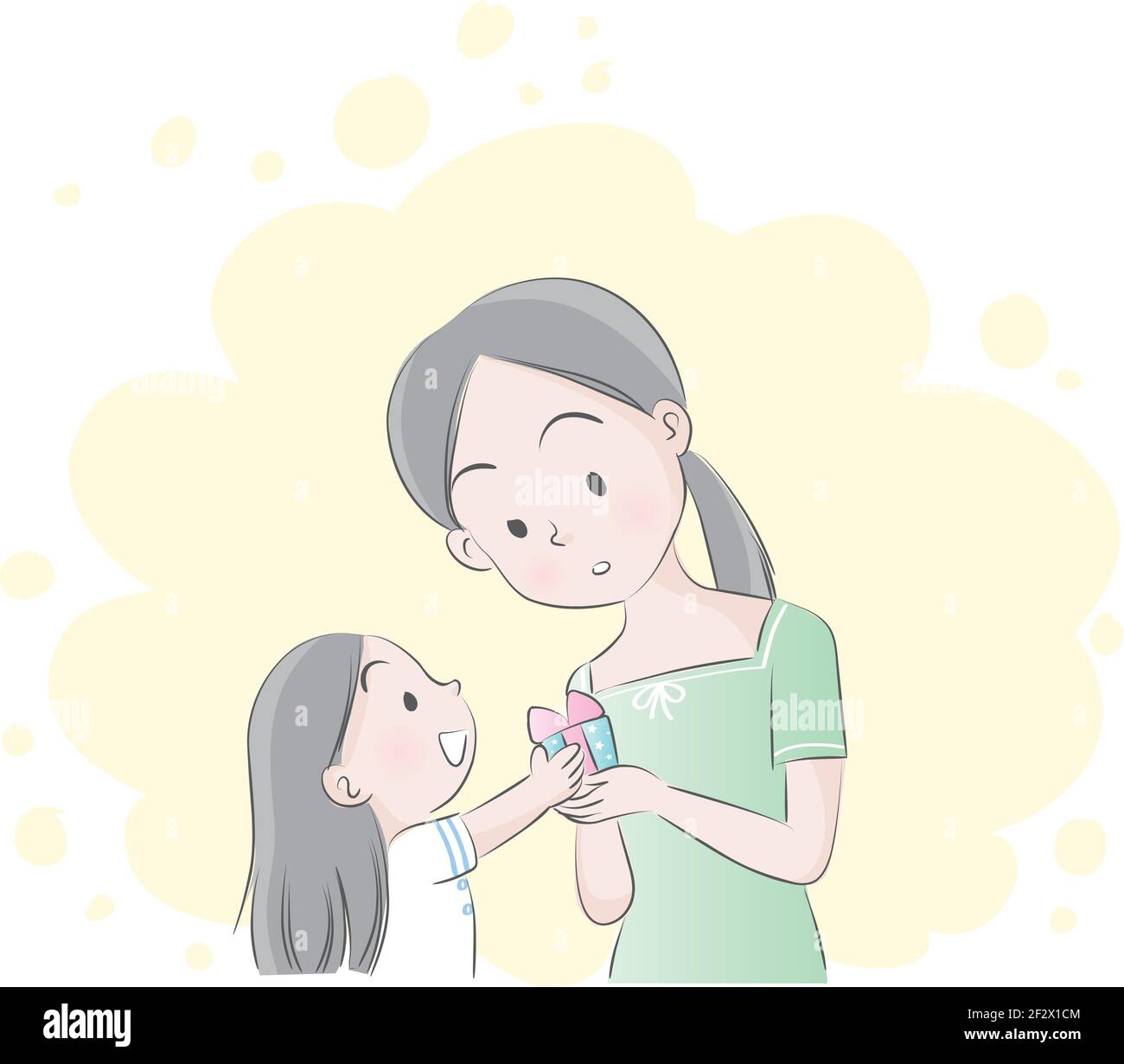 cartoon girl and mommy Stock Vector Image & Art - Alamy