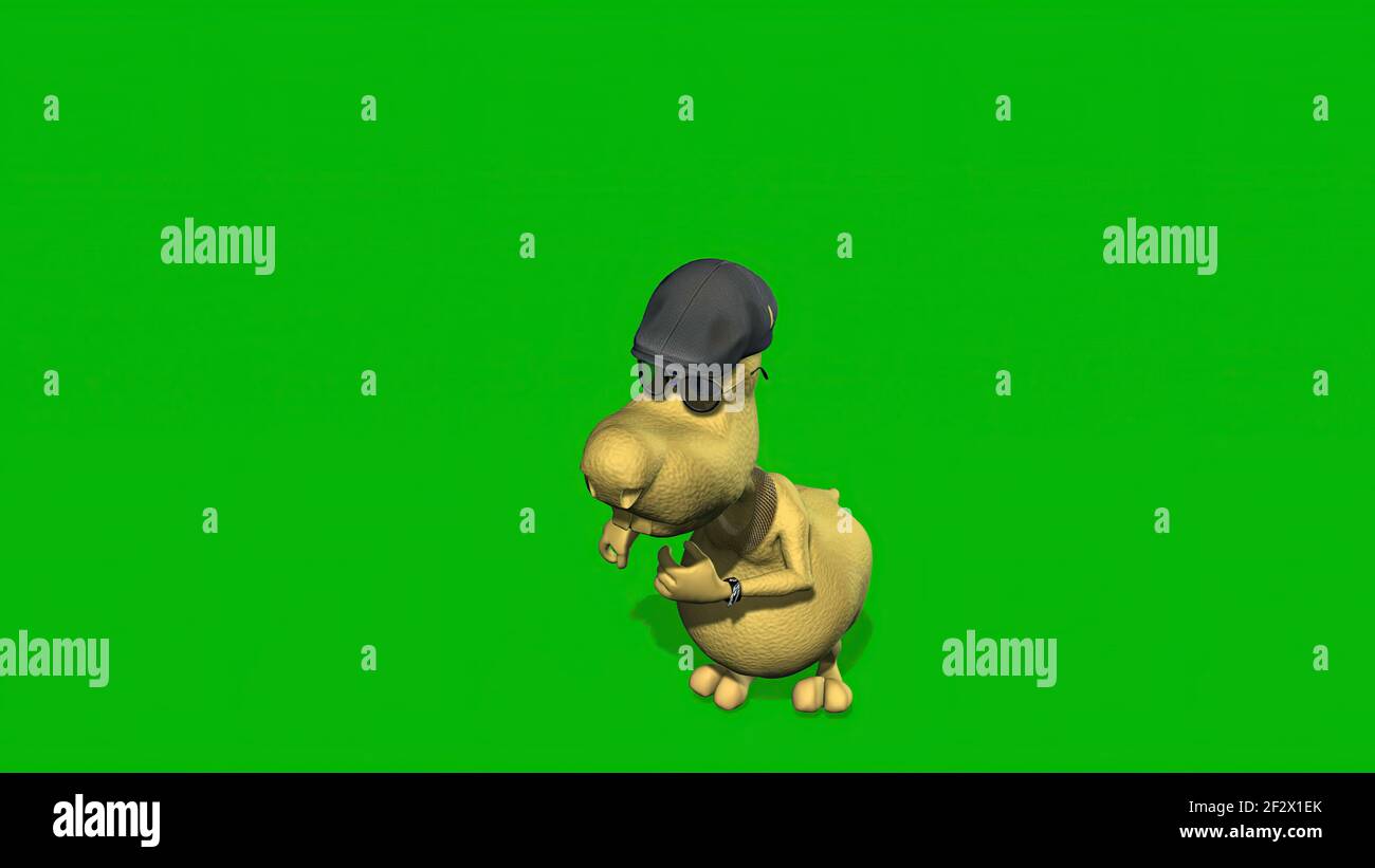 3D illustration - puppet pose in front of the mirror isolated on green ...