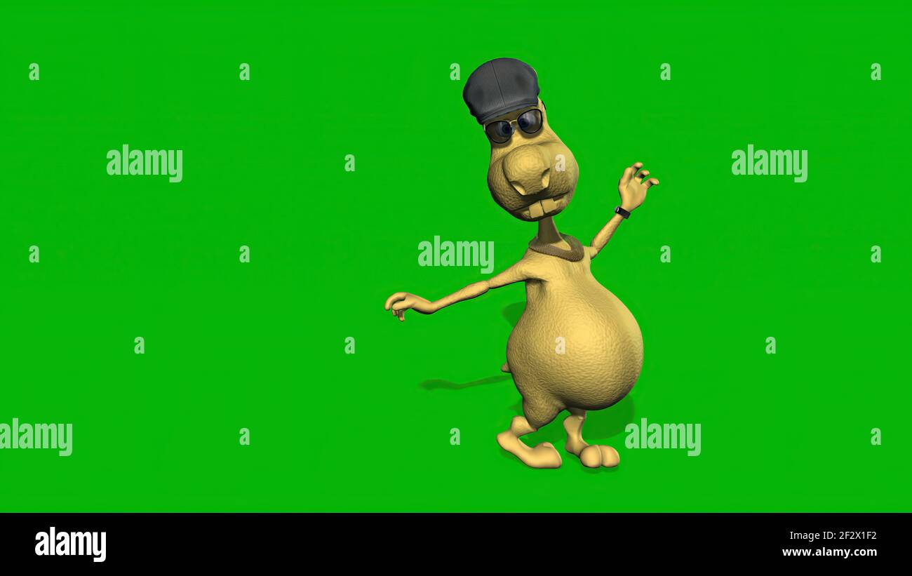 3D illustration - puppet pose in front of the mirror isolated on green ...