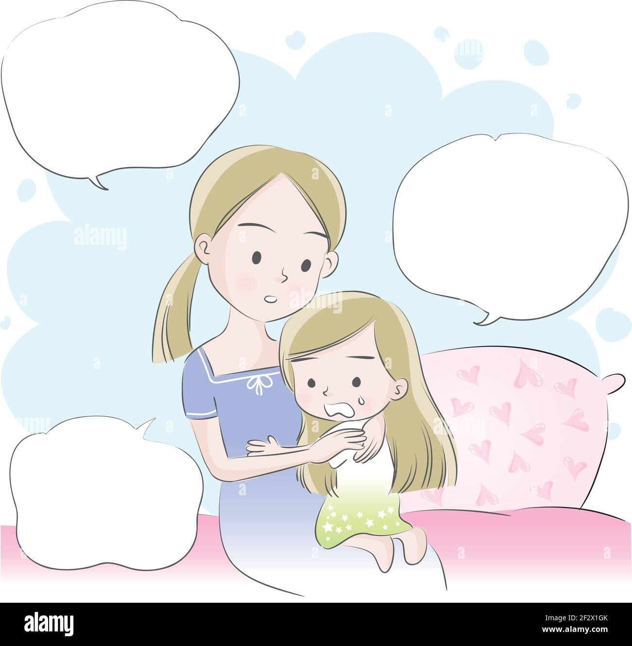 mom and girl with speech bubble border Stock Vector Image & Art - Alamy