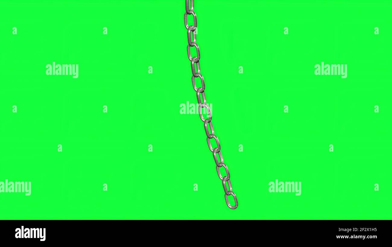 3D illustration - metal chain swing isolated on green screen Stock ...
