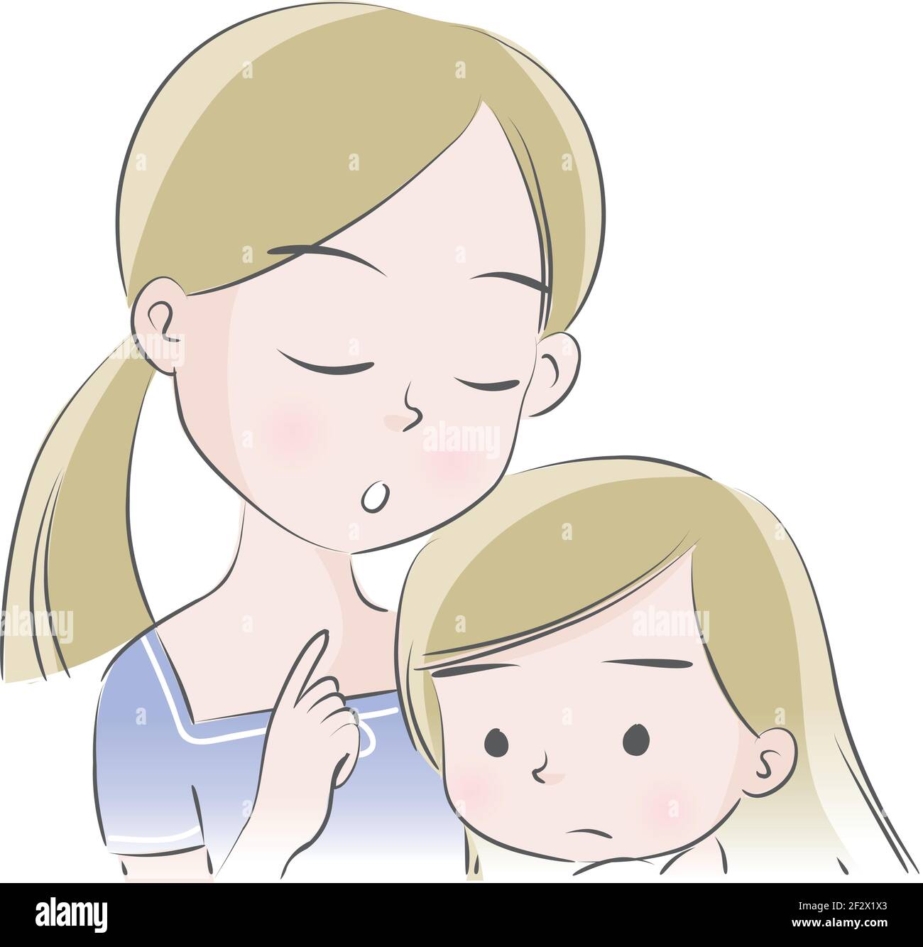 vector cartoon girl with mom Stock Vector Image & Art - Alamy