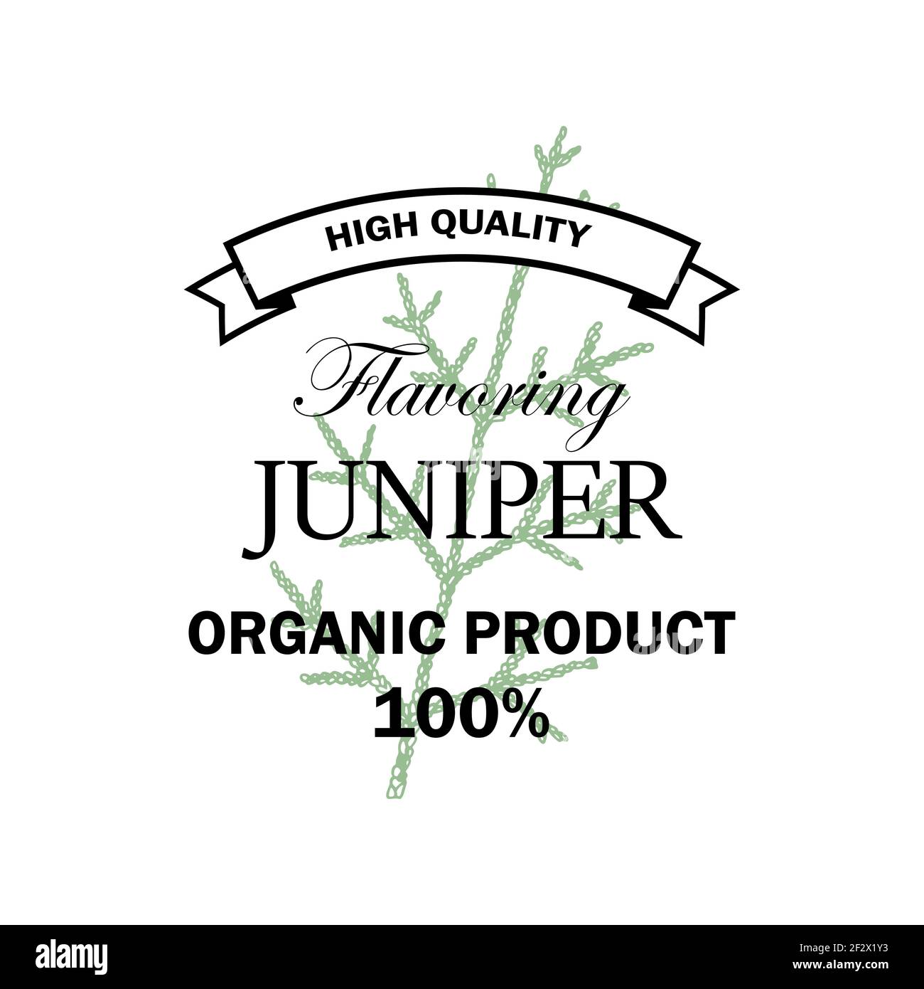 Juniper flavoring logo with hand drawn element isolated on white ...