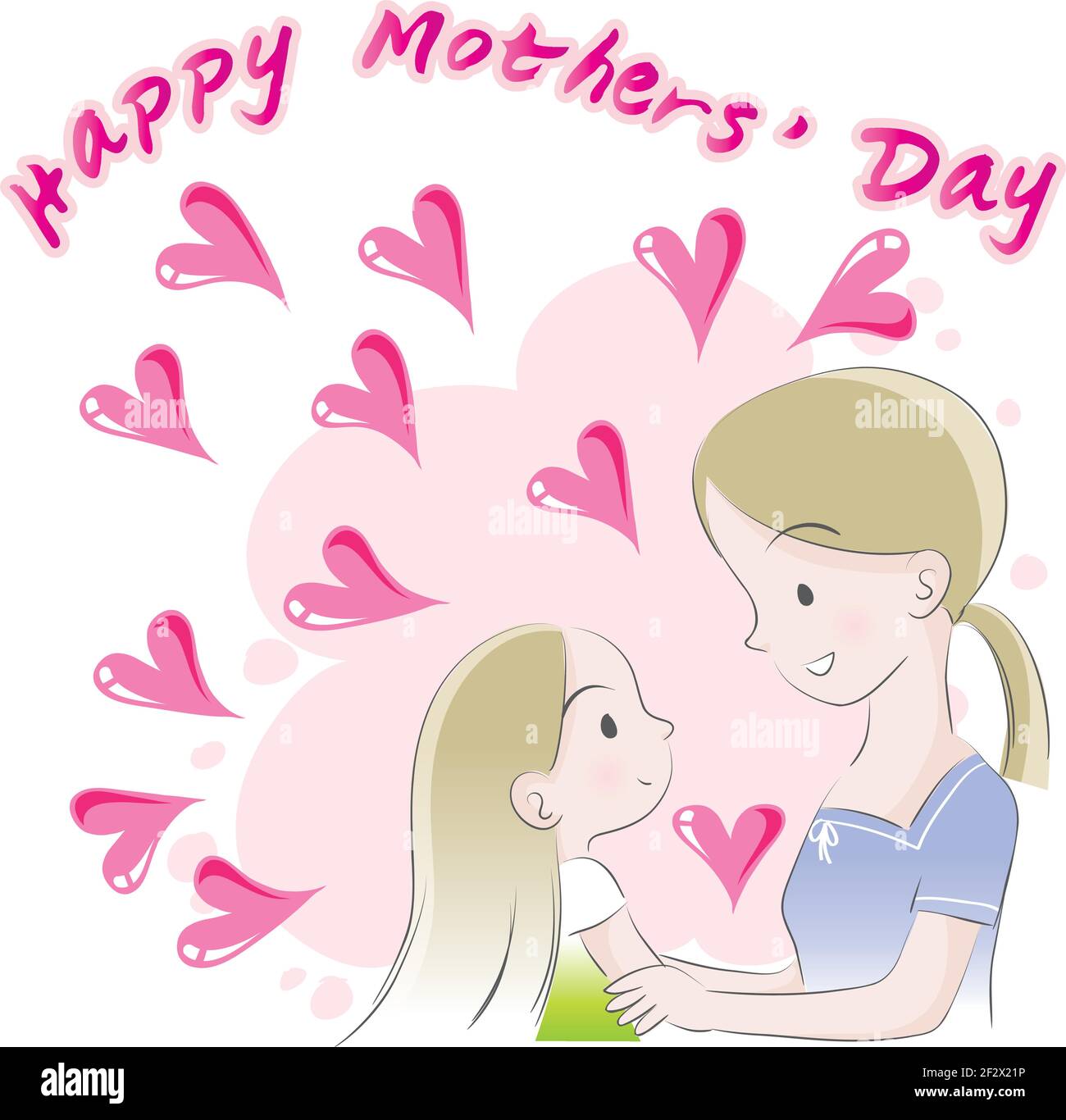 vector cartoon girl with mom Stock Vector Image & Art - Alamy