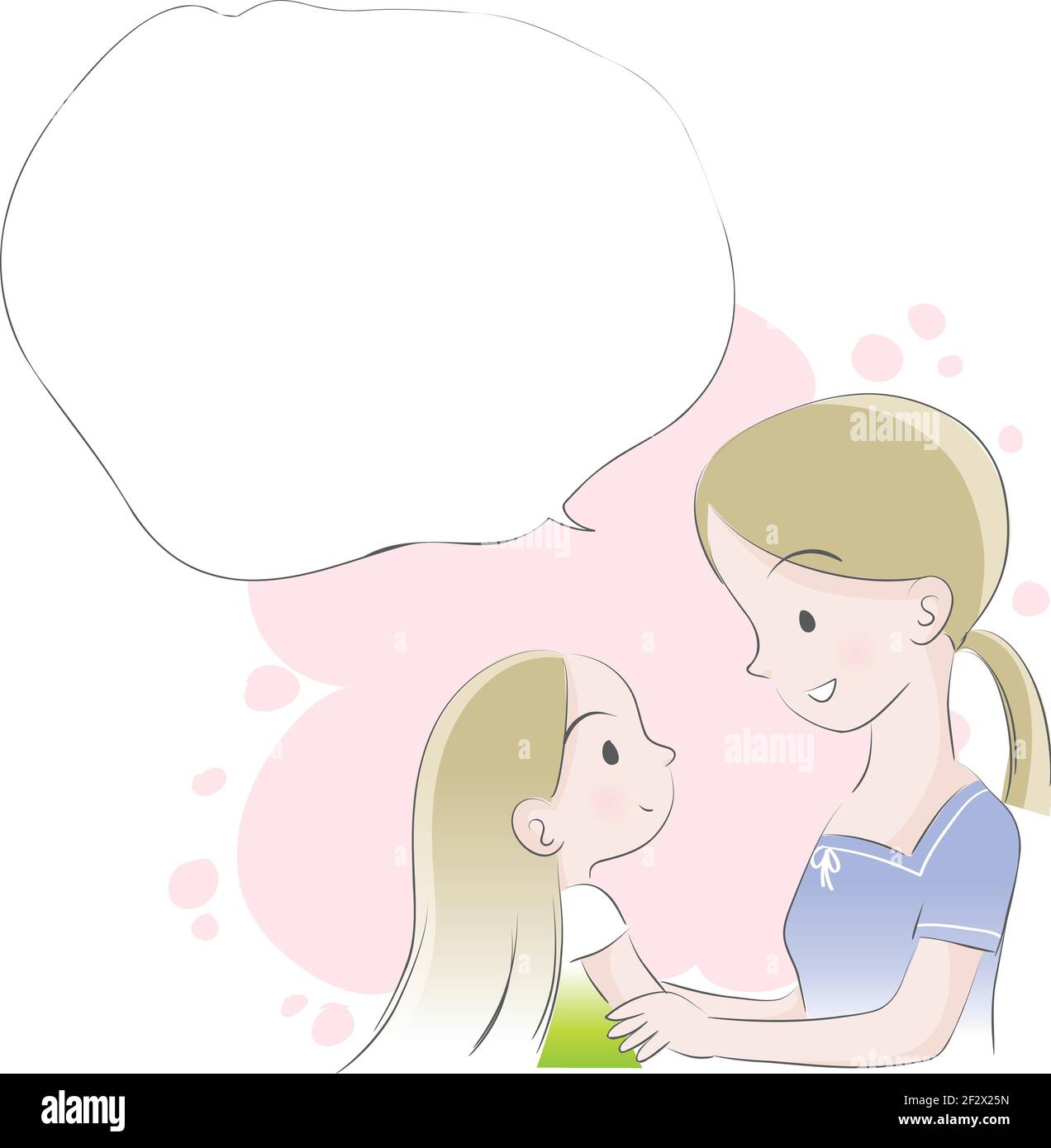 vector cartoon girl with mom Stock Vector Image & Art - Alamy