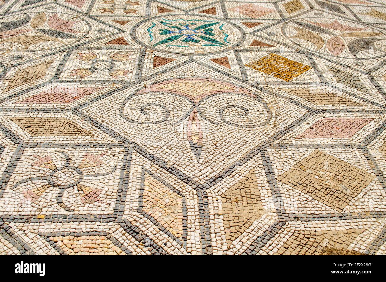 Closeup of mosaics in the Roman Archaeological site of Itálica Stock ...
