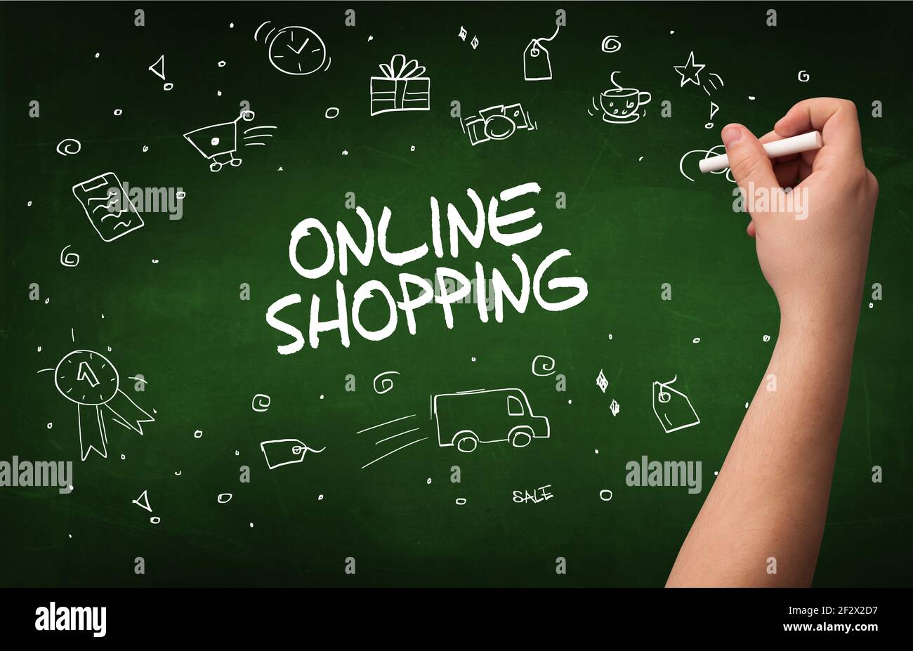Hand drawing online shopping concept Stock Photo - Alamy