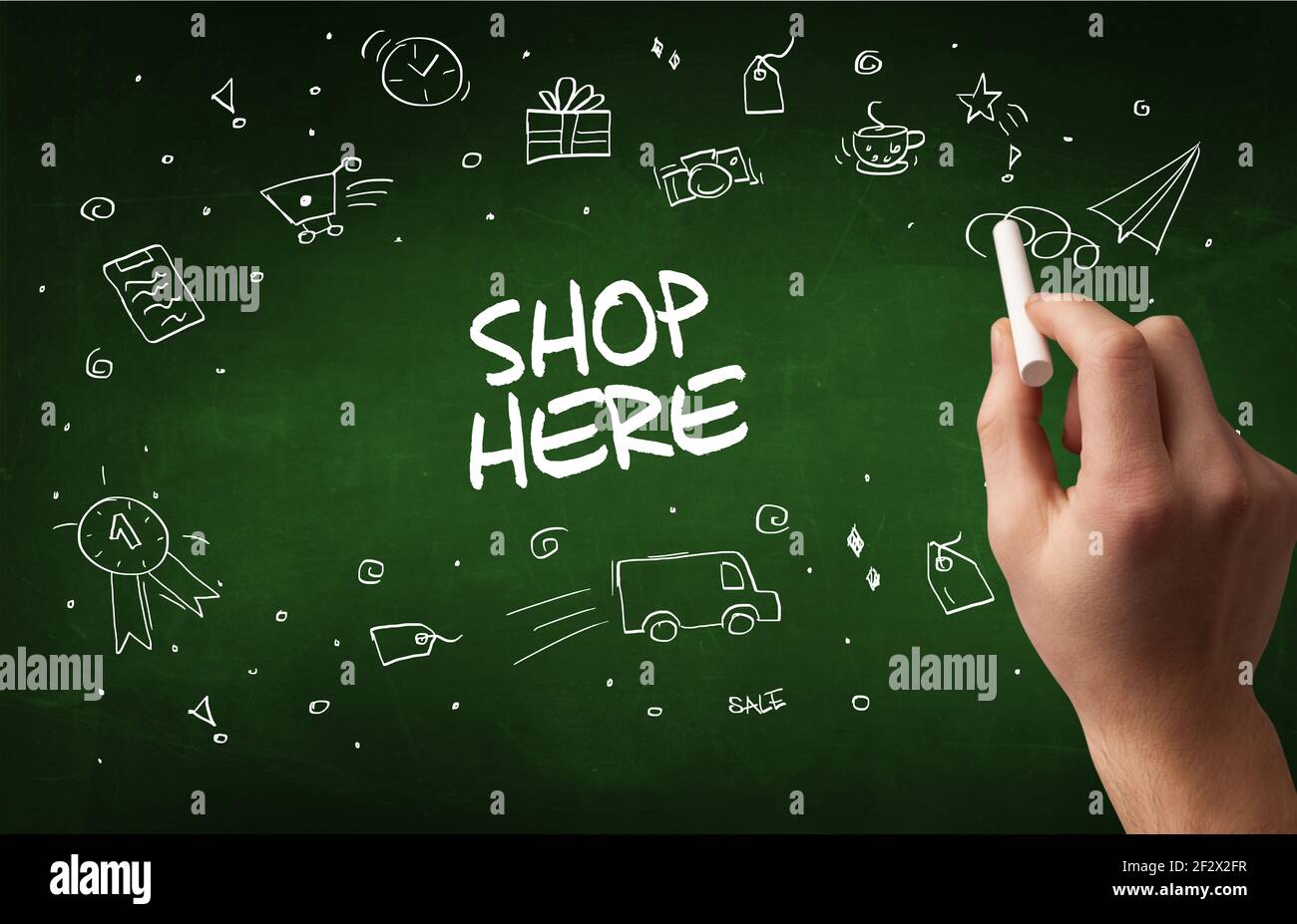 Hand drawing online shopping concept Stock Photo - Alamy