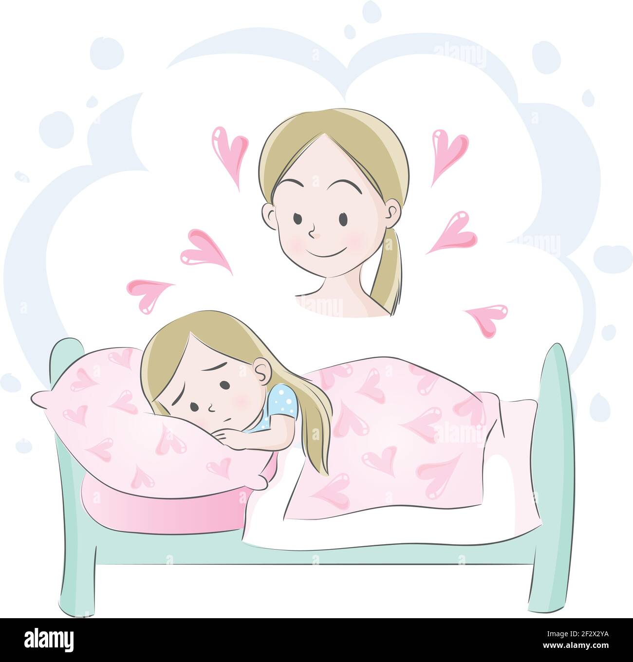 cartoon girl and mommy Stock Vector Image & Art - Alamy