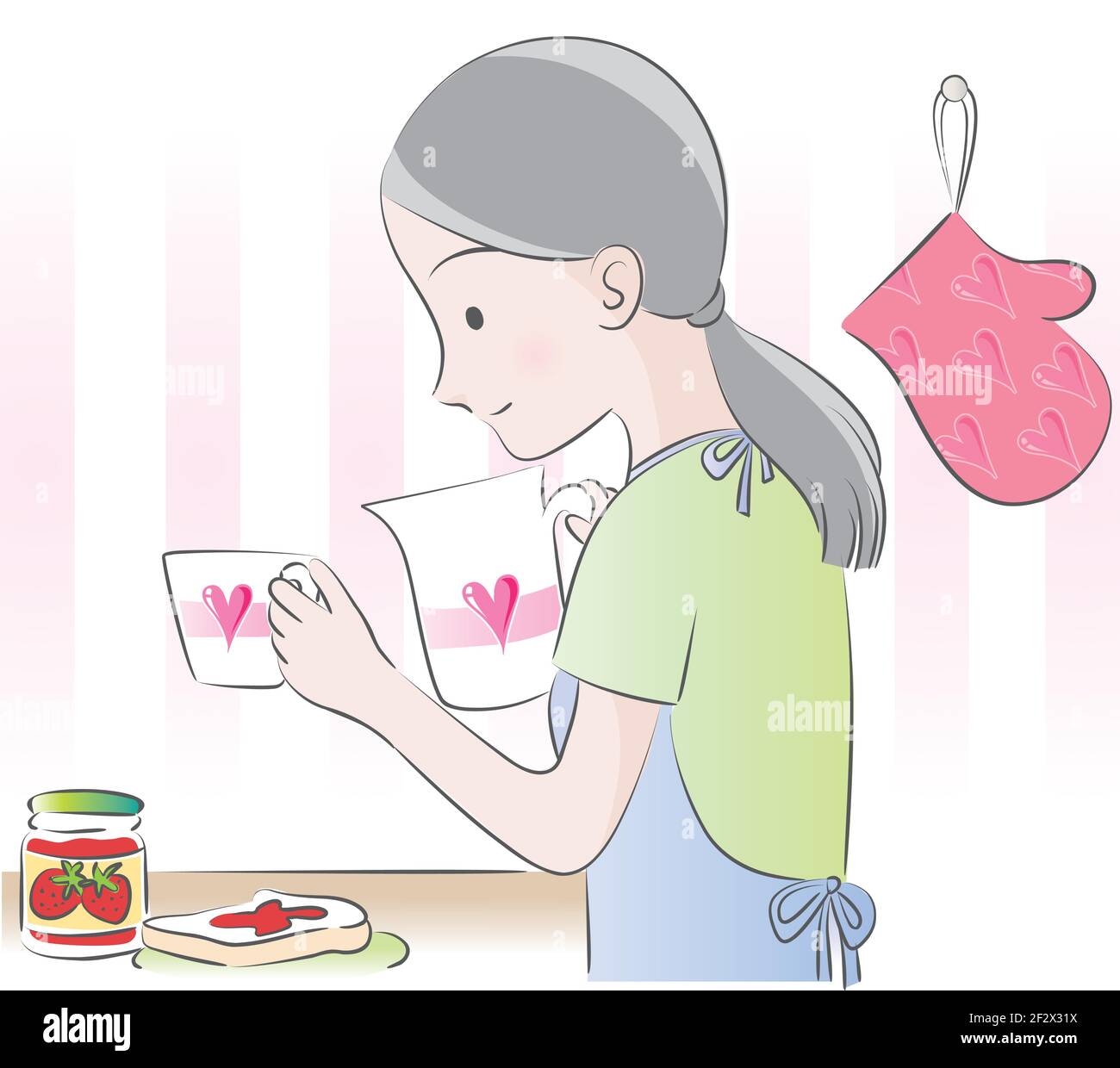 cartoon girl and mommy Stock Vector Image & Art - Alamy
