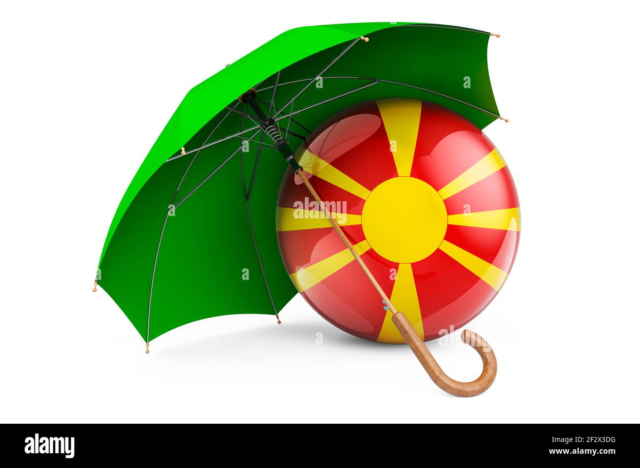 Macedonian flag under umbrella. Protection and security of Macedonia ...