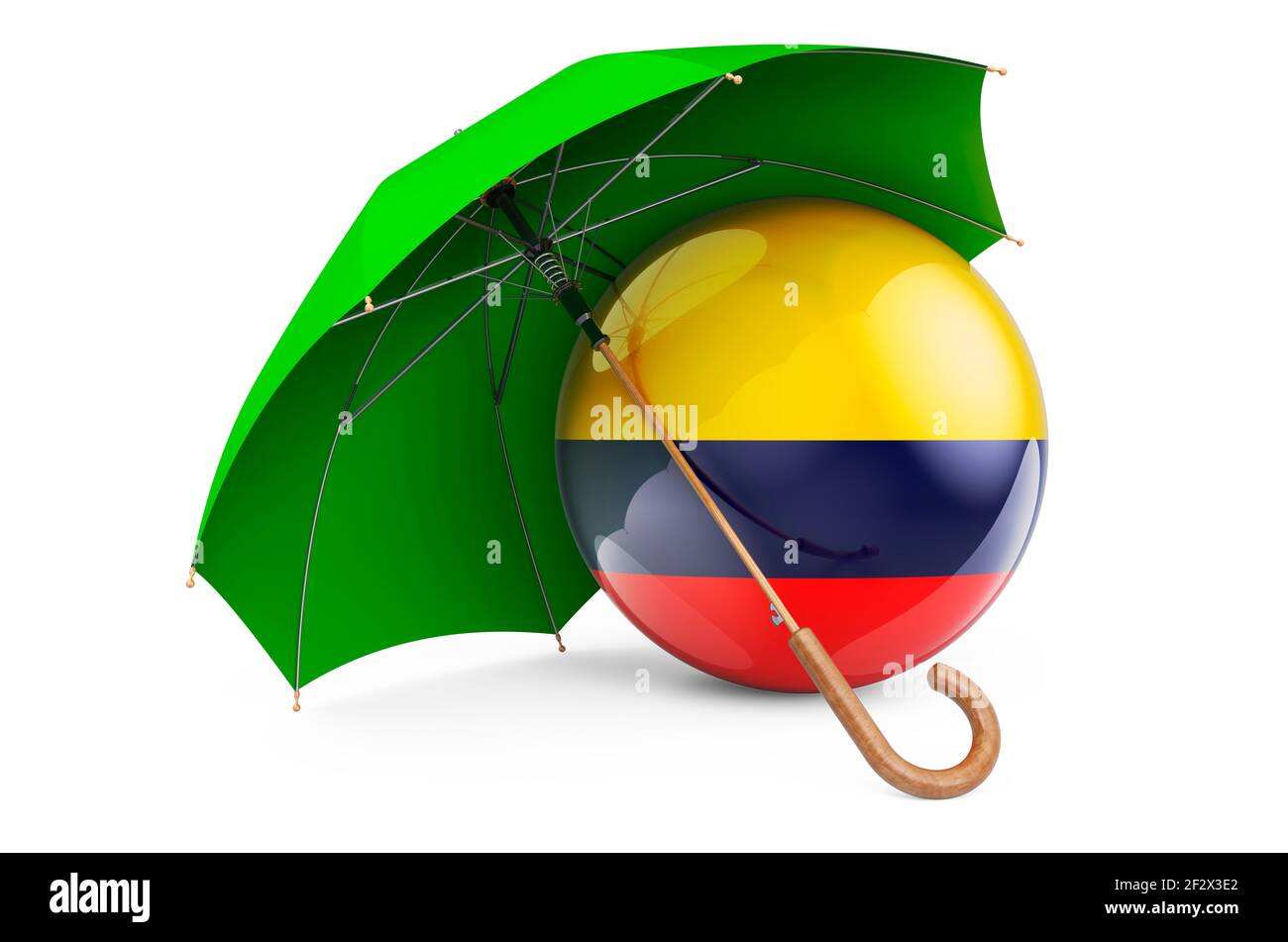 Colombian flag under umbrella. Protection and security of Colombia ...