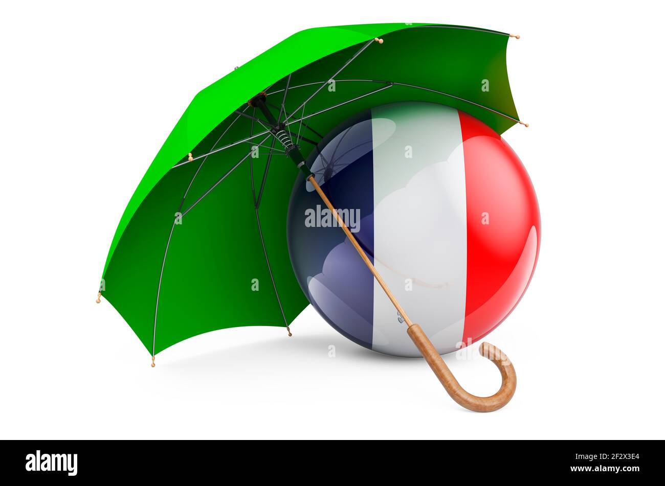 French flag under umbrella. Protection and security of France concept ...
