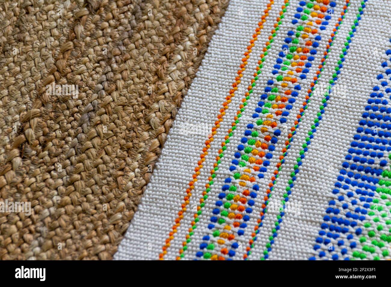 Photograph of an abstract traditional mexican textile texture or ...