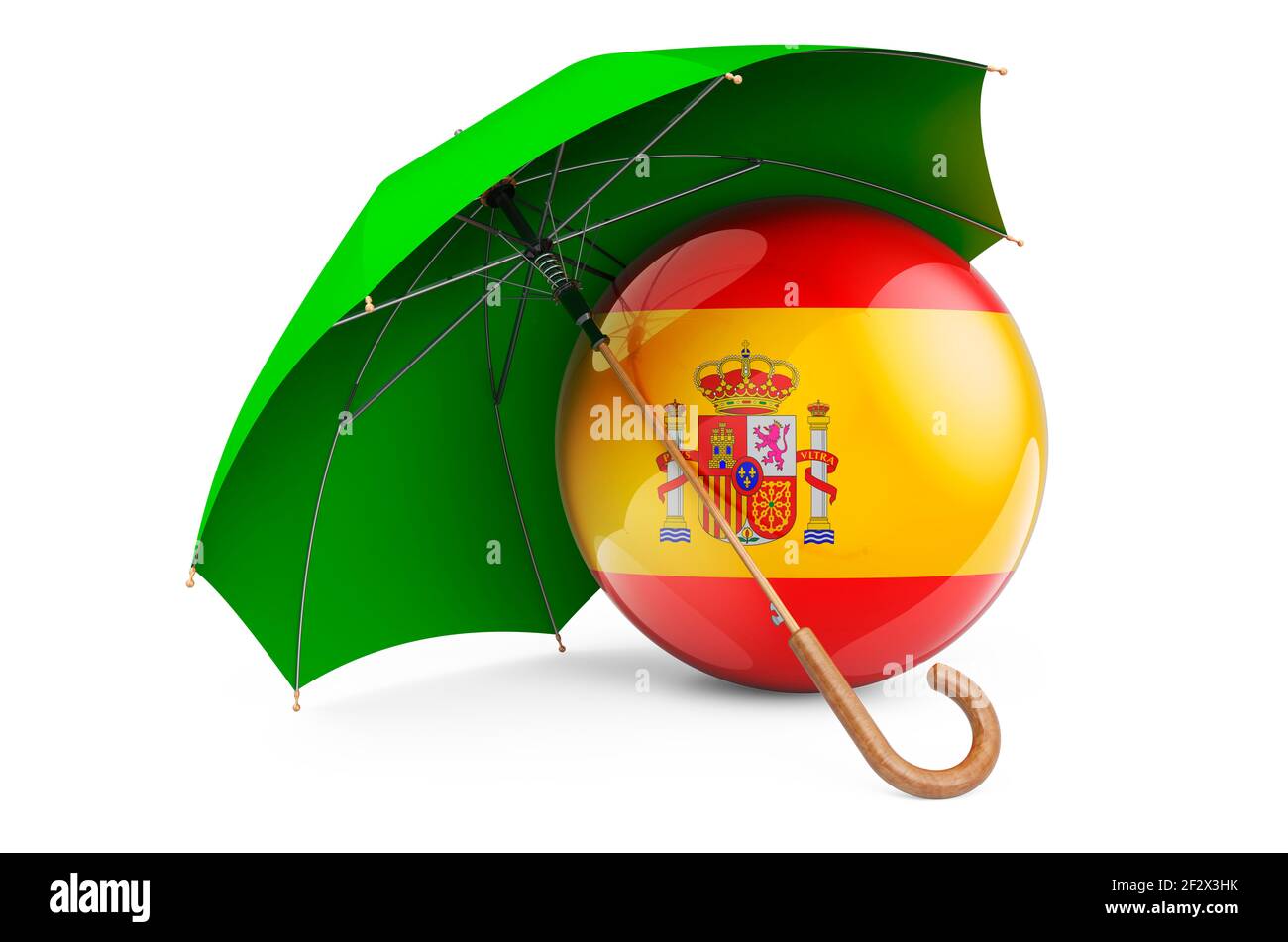 Spanish flag under umbrella. Protection and security of Spain concept ...