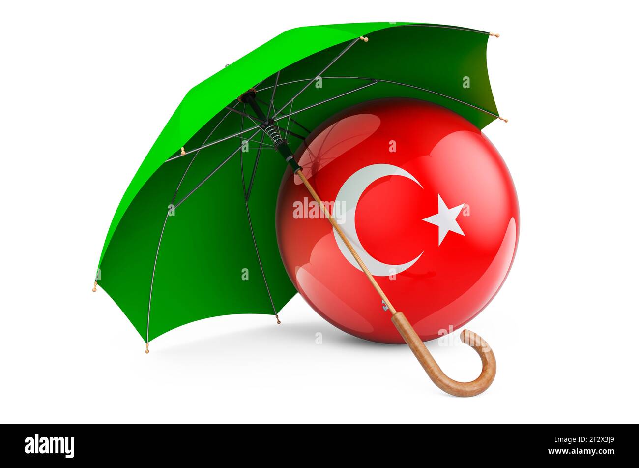Turkish flag under umbrella. Protection and security of Turkey concept ...