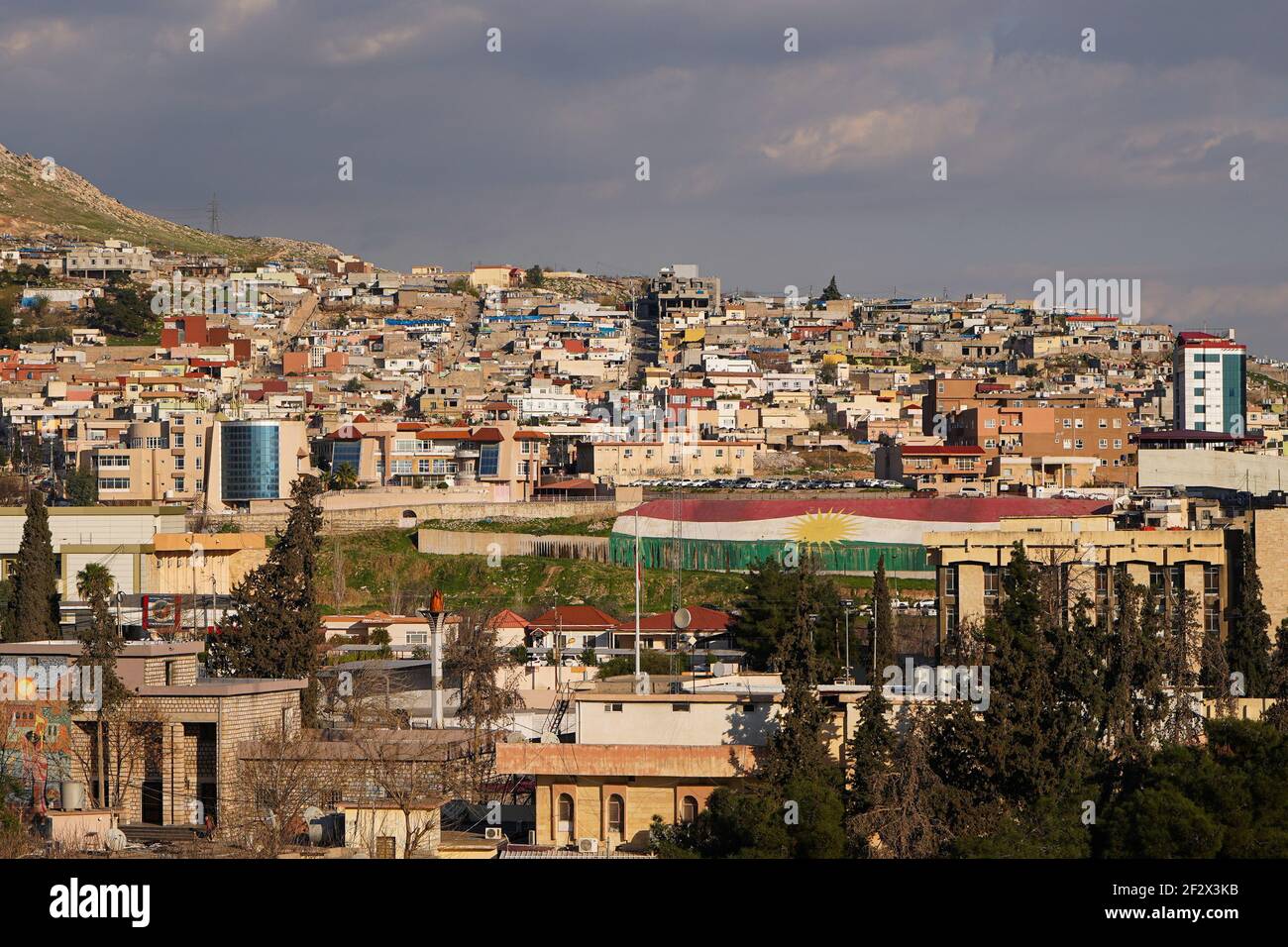 A view of the houses inside the city built on the foot of a mountain.Duhok city in the Kurdistan ...
