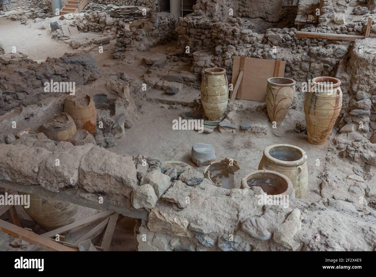Prehistoric Town of Akrotiri at Santorini island in Greece Stock Photo ...