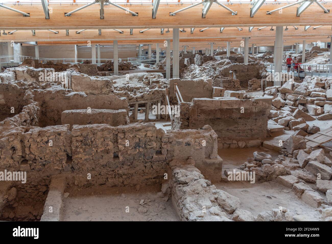 Prehistoric Town of Akrotiri at Santorini island in Greece Stock Photo ...