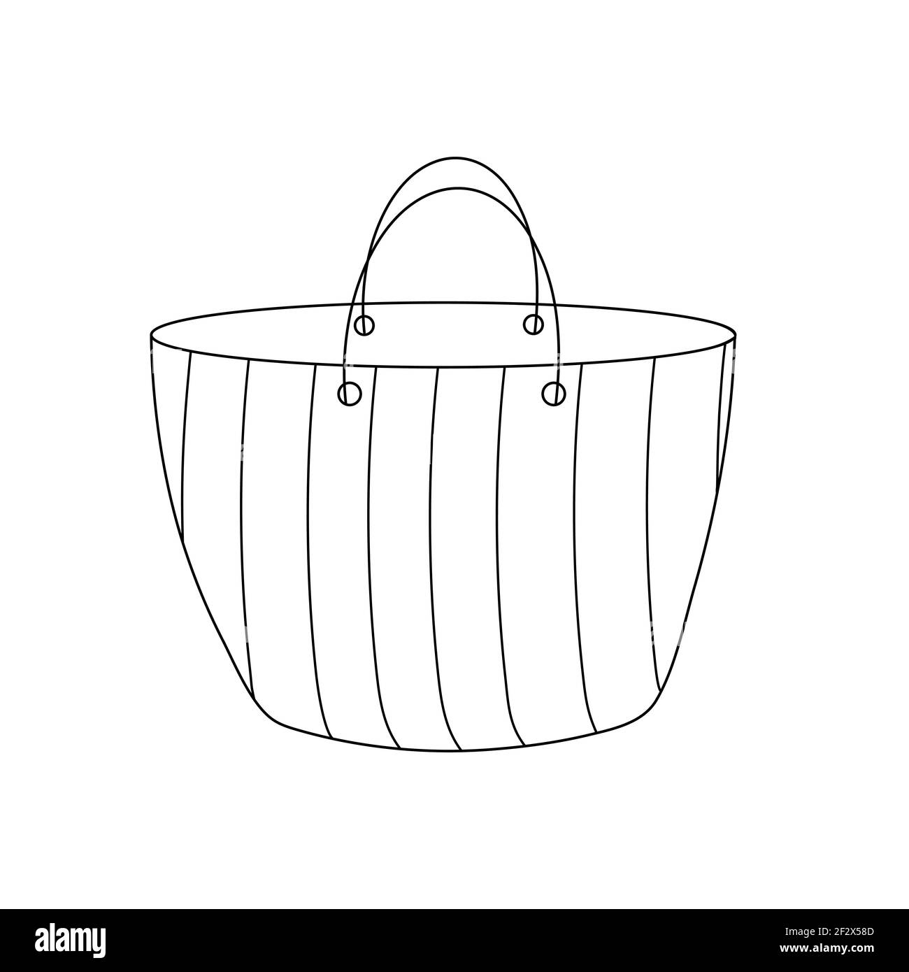 Simple bag, outline vector illustration of shopping accessory in hand ...