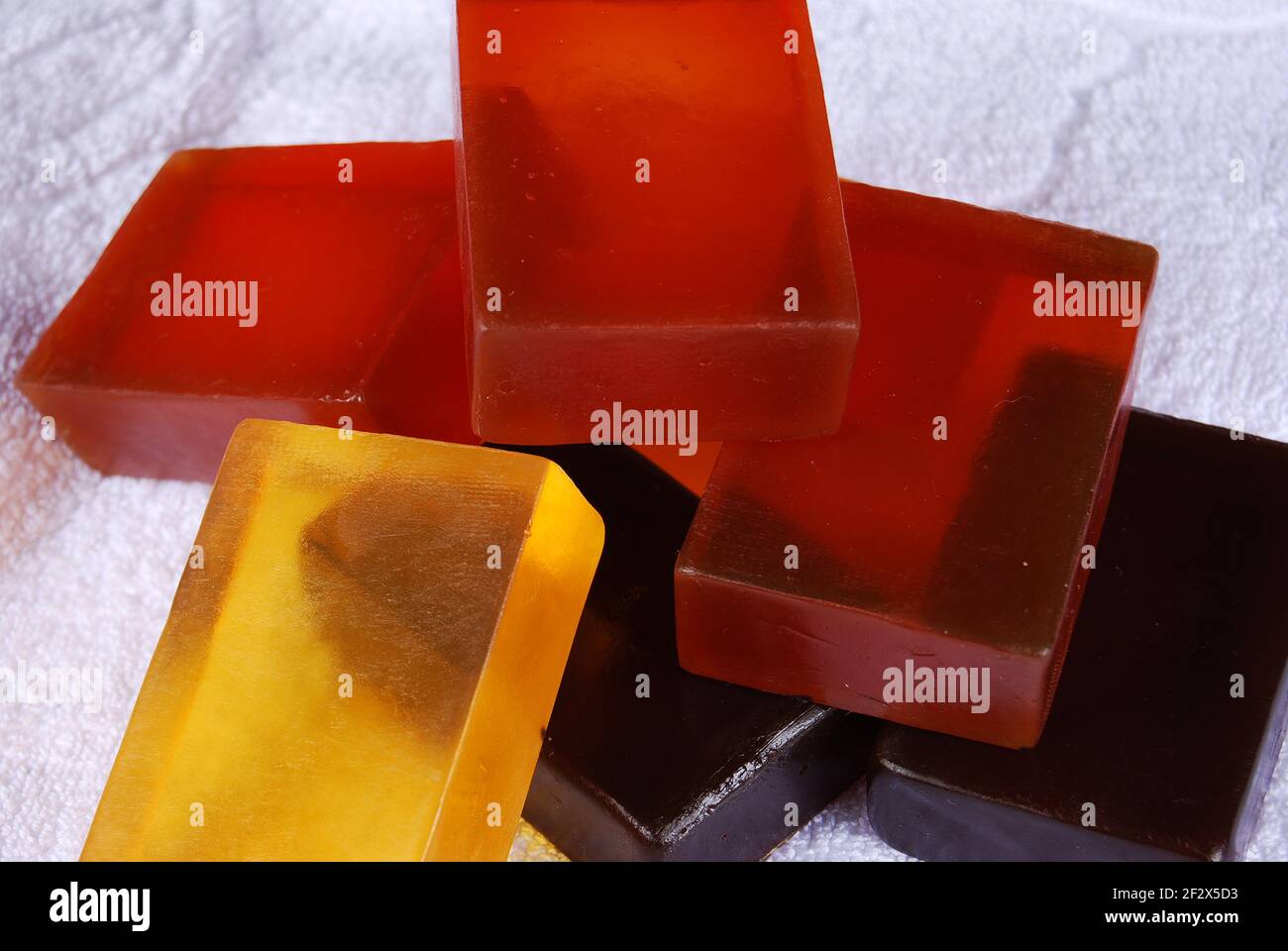 Orange and yellow aromatic and fragrant soap bars Stock Photo - Alamy