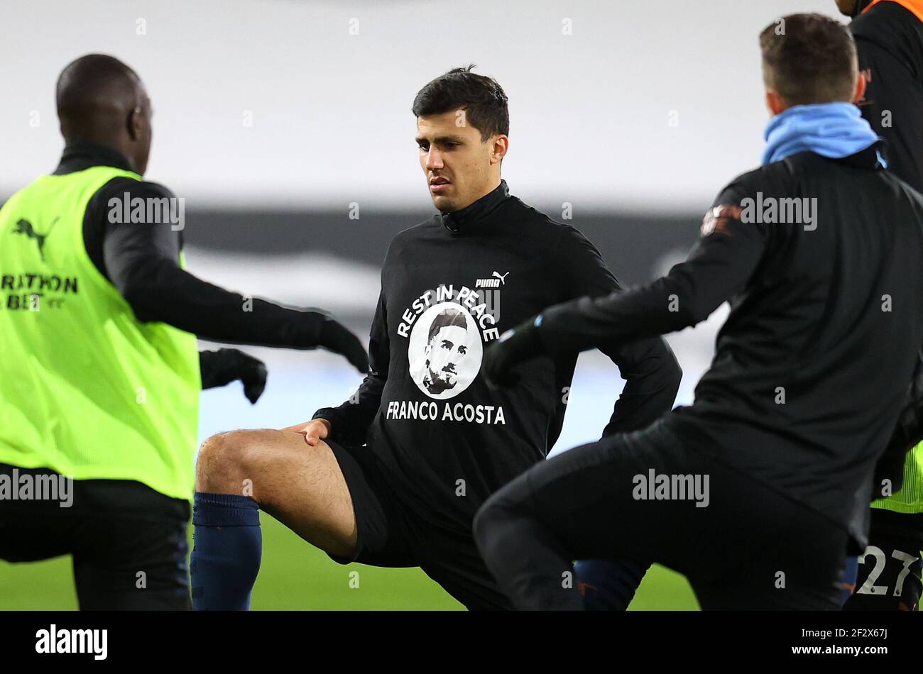 Manchester City's Rodri wears a t-shirt in memory of former Villarreal ...