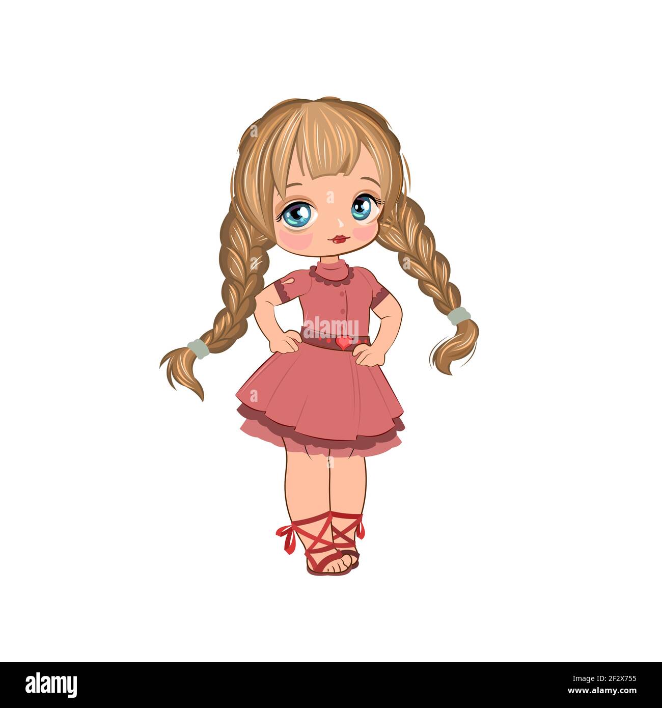 Little girl. Vector isolated illustration. Beautiful fashionable child ...