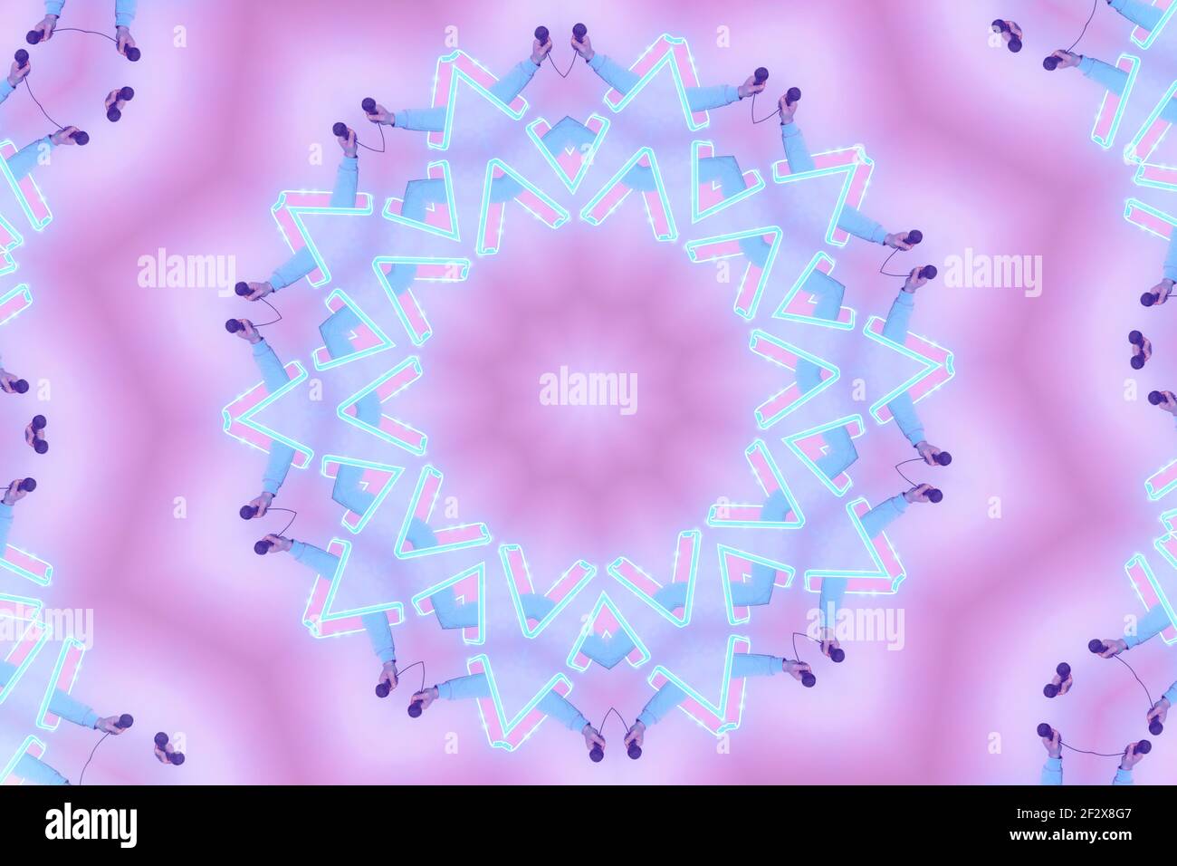 An illudtration of pink and blue kaleidoscope background with tiny ...