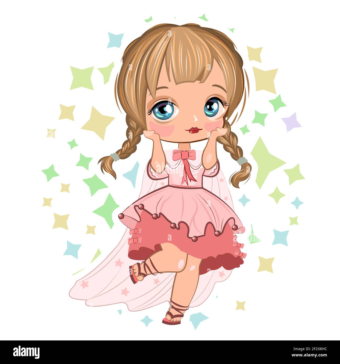 Little girl. Vector isolated illustration. Beautiful fashionable child ...
