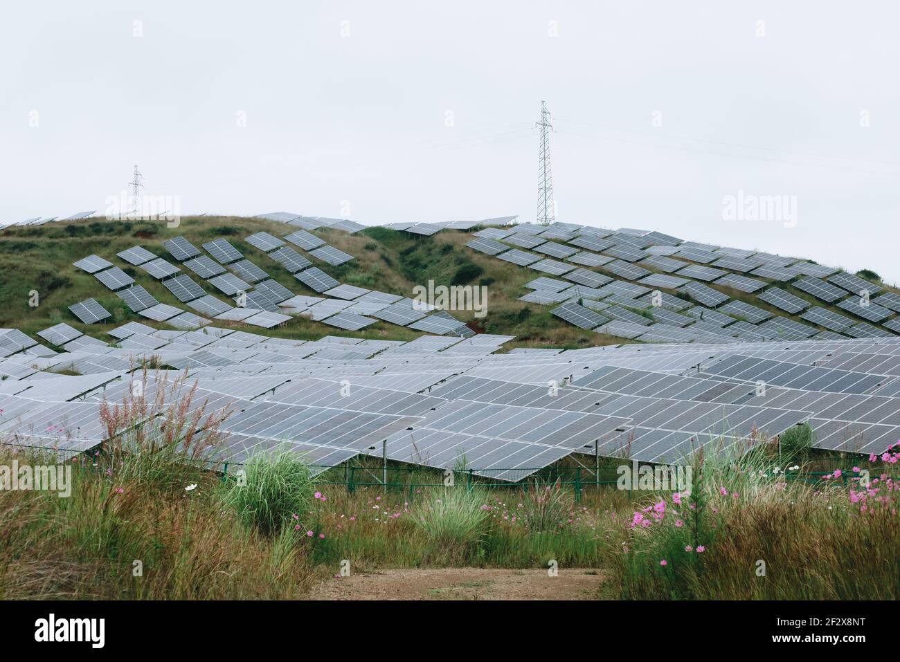 Solar panels on hillside hi-res stock photography and images - Alamy