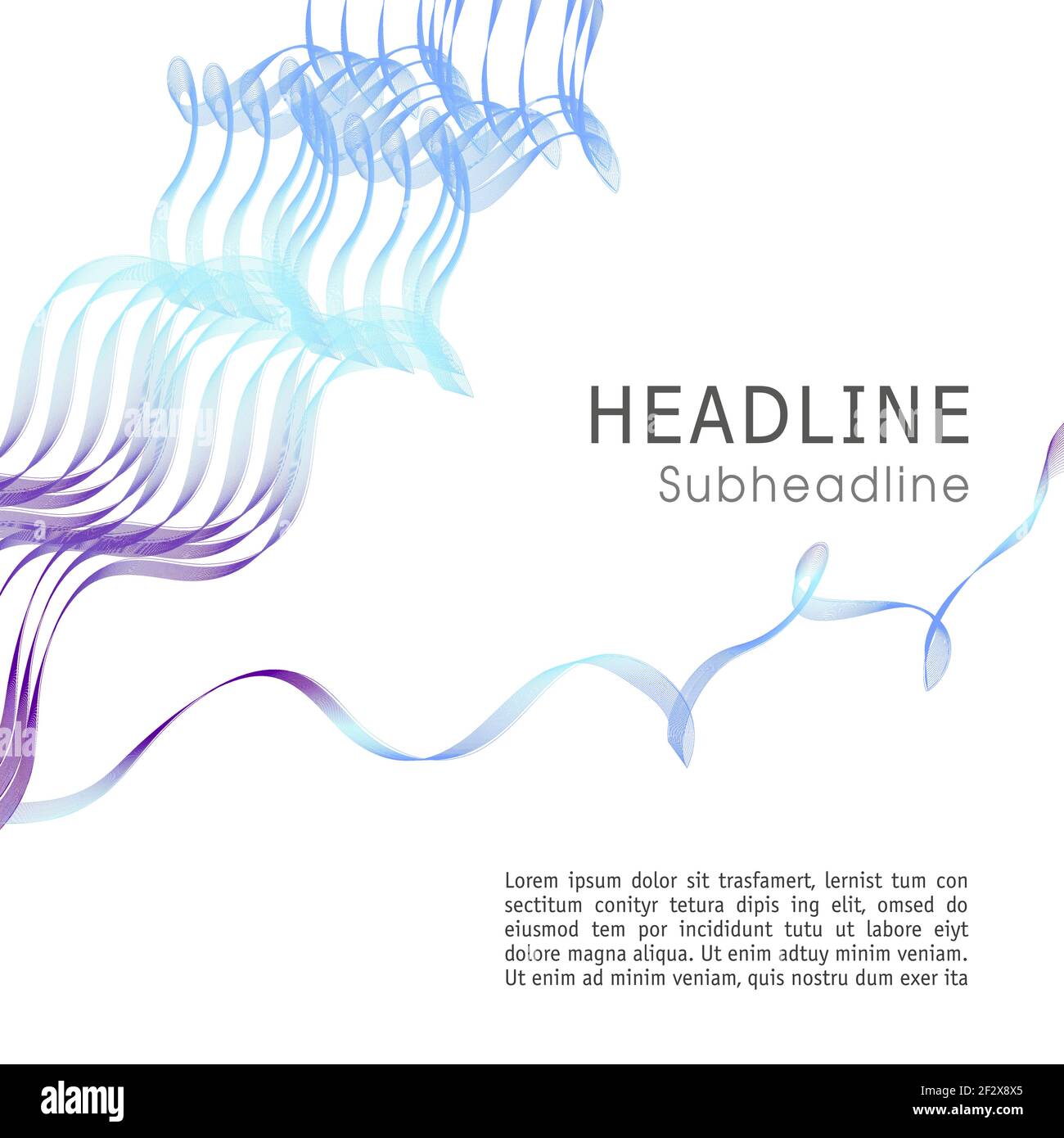 Brochure layout with colored squiggly lines. Abstract pattern of purple ...