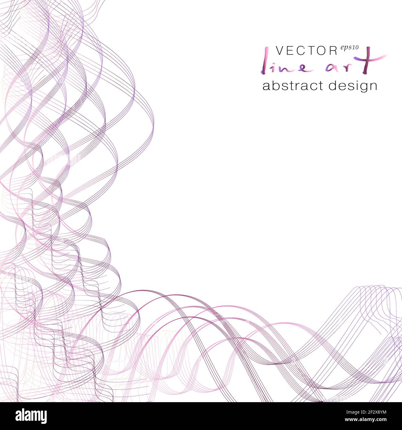 Purple, bordo, pink wavy lines forming a corner. Thin squiggly tangled ...