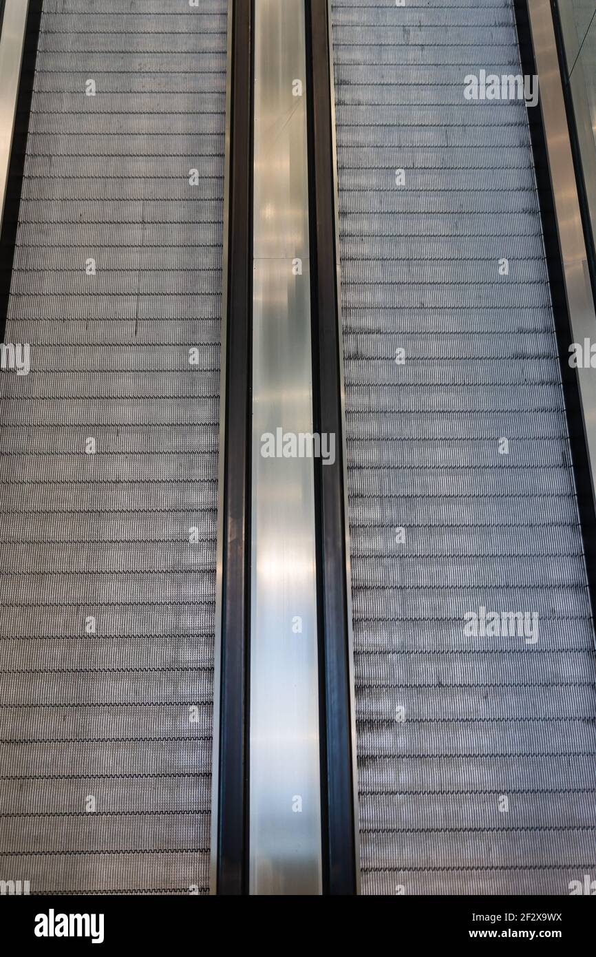 Travelator, moving walkway in shopping centre in bucharest, Romania ...