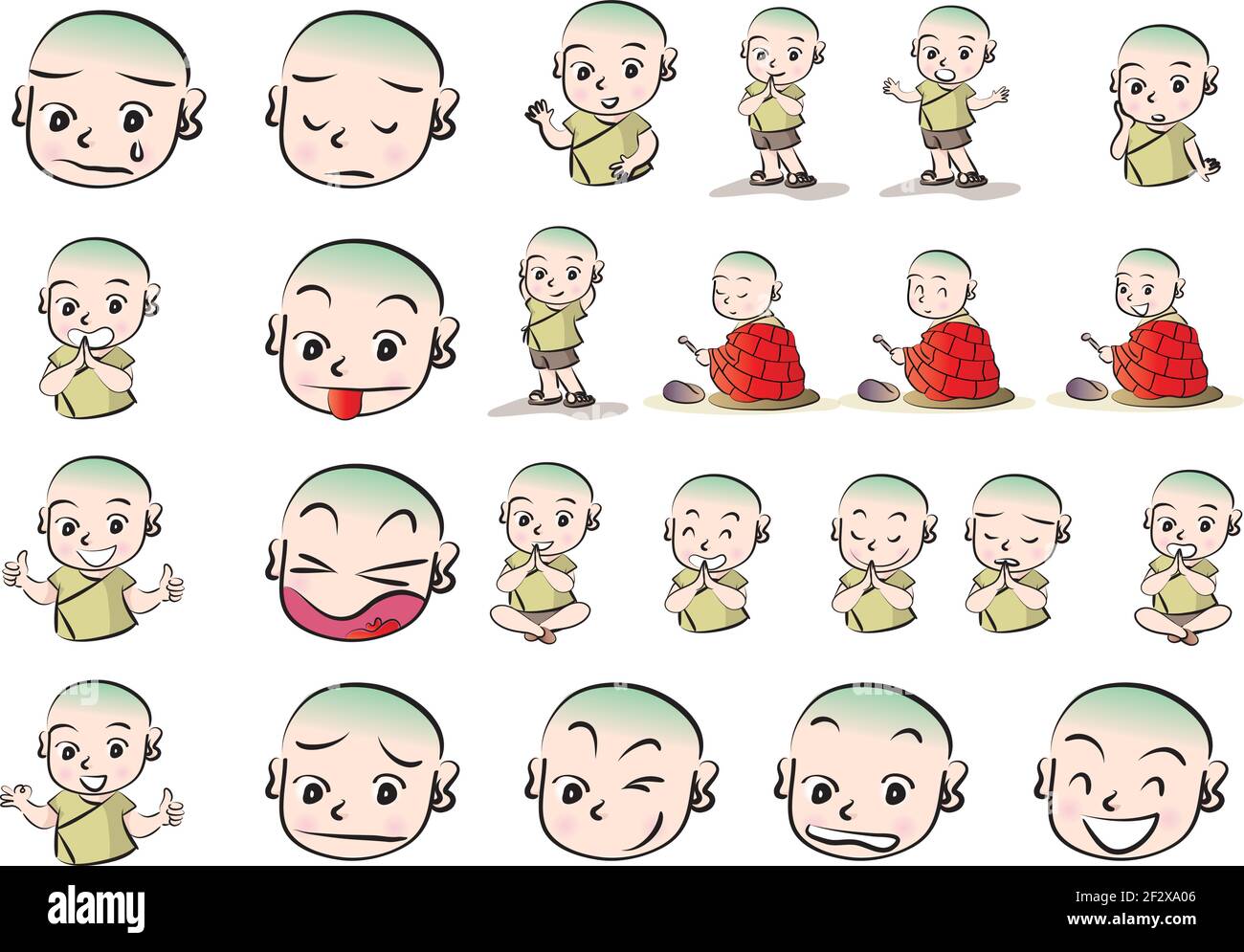 cartoon Buddhist monk in flying flowers Stock Vector Image & Art - Alamy