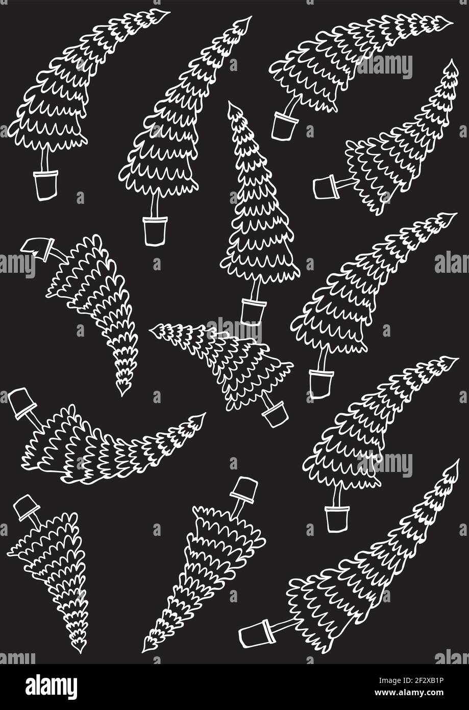 Vector drawing christmas tree Black and White Stock Photos & Images - Alamy