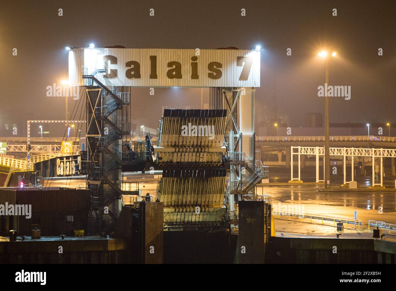 A view of Calais 7 dock in the Port of Calais, fourth largest port in ...