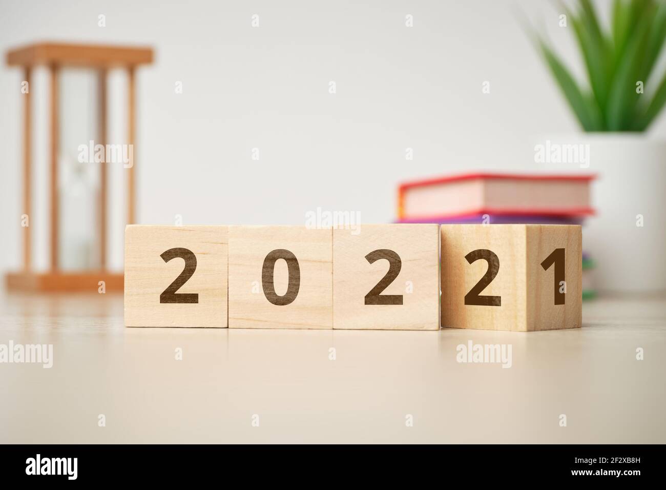 Concept of changing the year from 2021 to 2022 on wooden cubes Stock ...