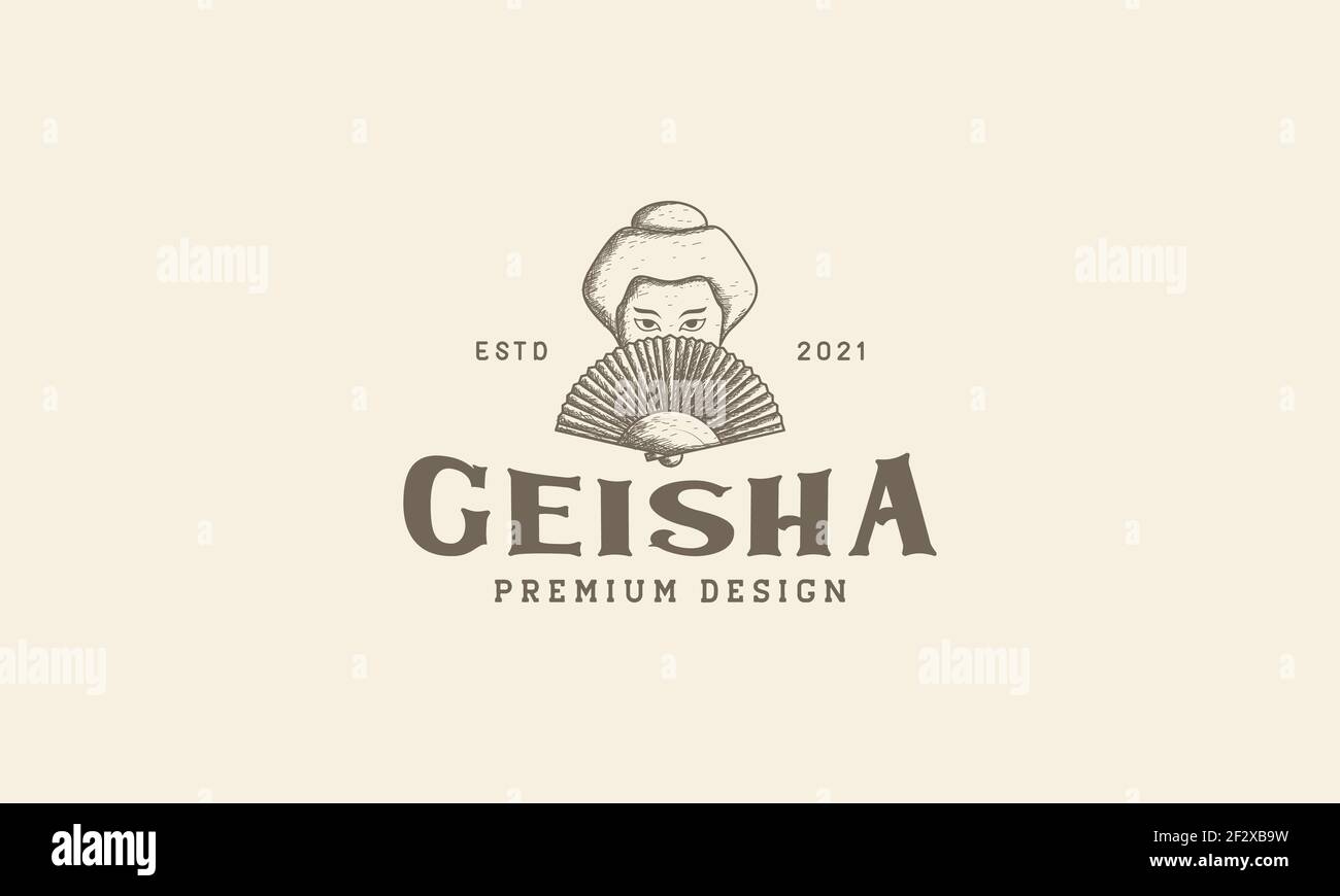 engrave geisha women japan logo symbol vector icon illustration design ...