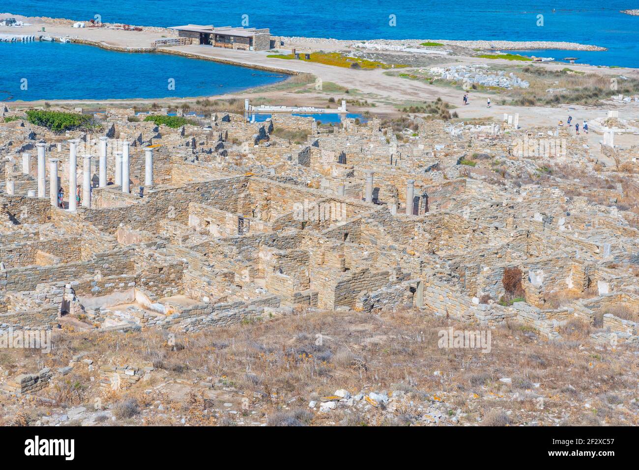 Panorama view of ancient ruins at Delos island in Greece Stock Photo ...