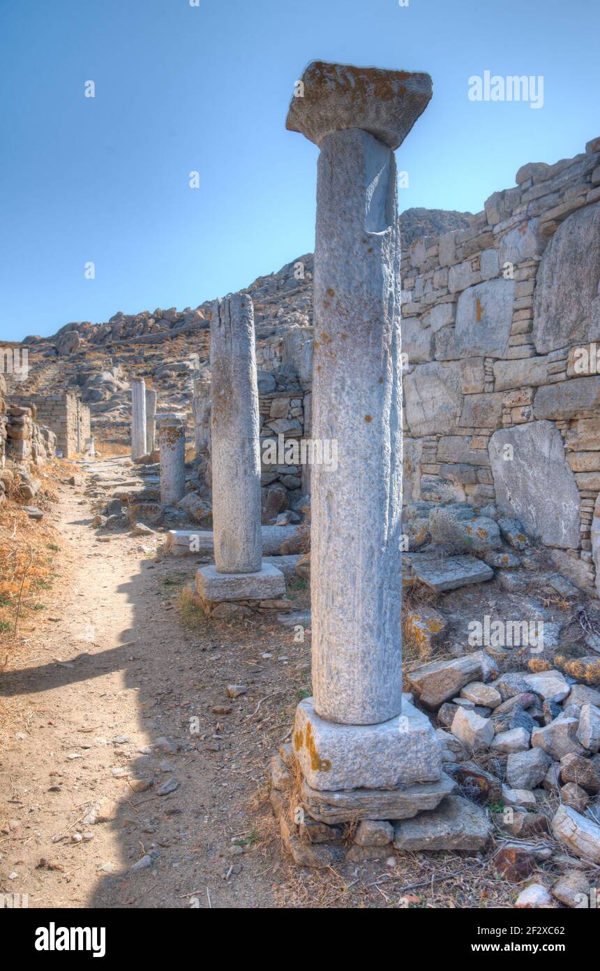 Ancient ruins at Delos island in Greece Stock Photo - Alamy