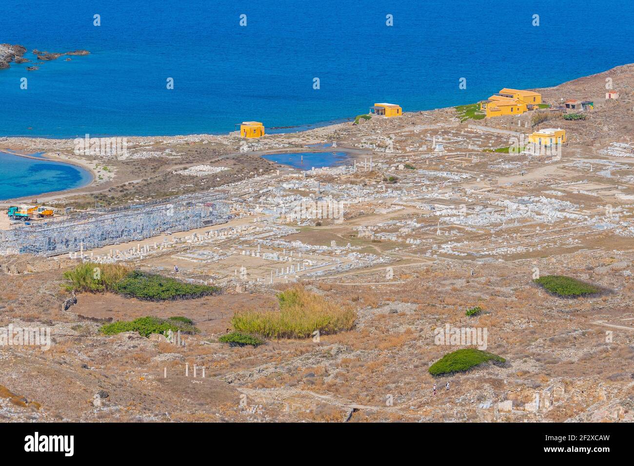 Panorama view of ancient ruins at Delos island in Greece Stock Photo ...