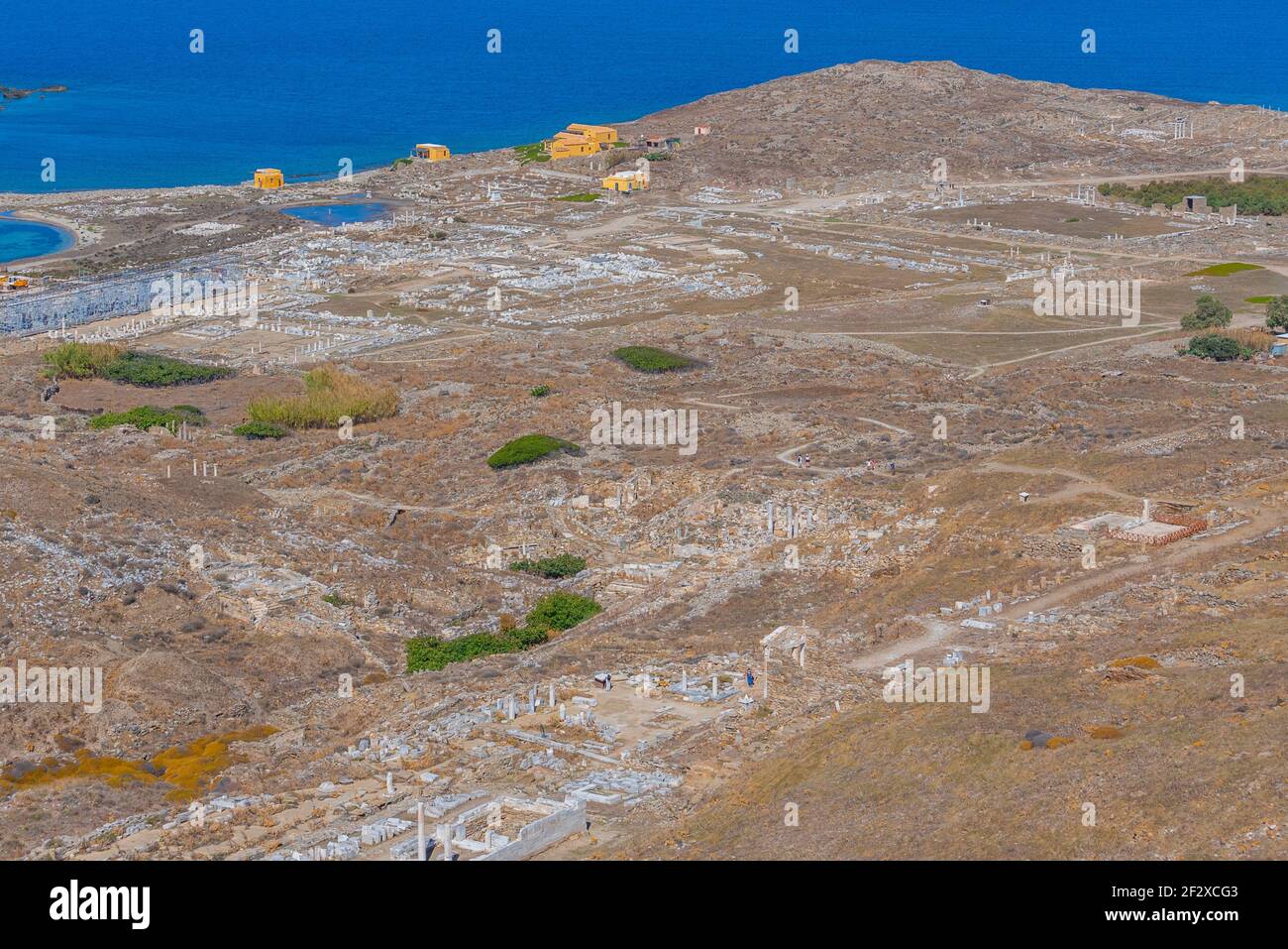 Panorama view of ancient ruins at Delos island in Greece Stock Photo ...