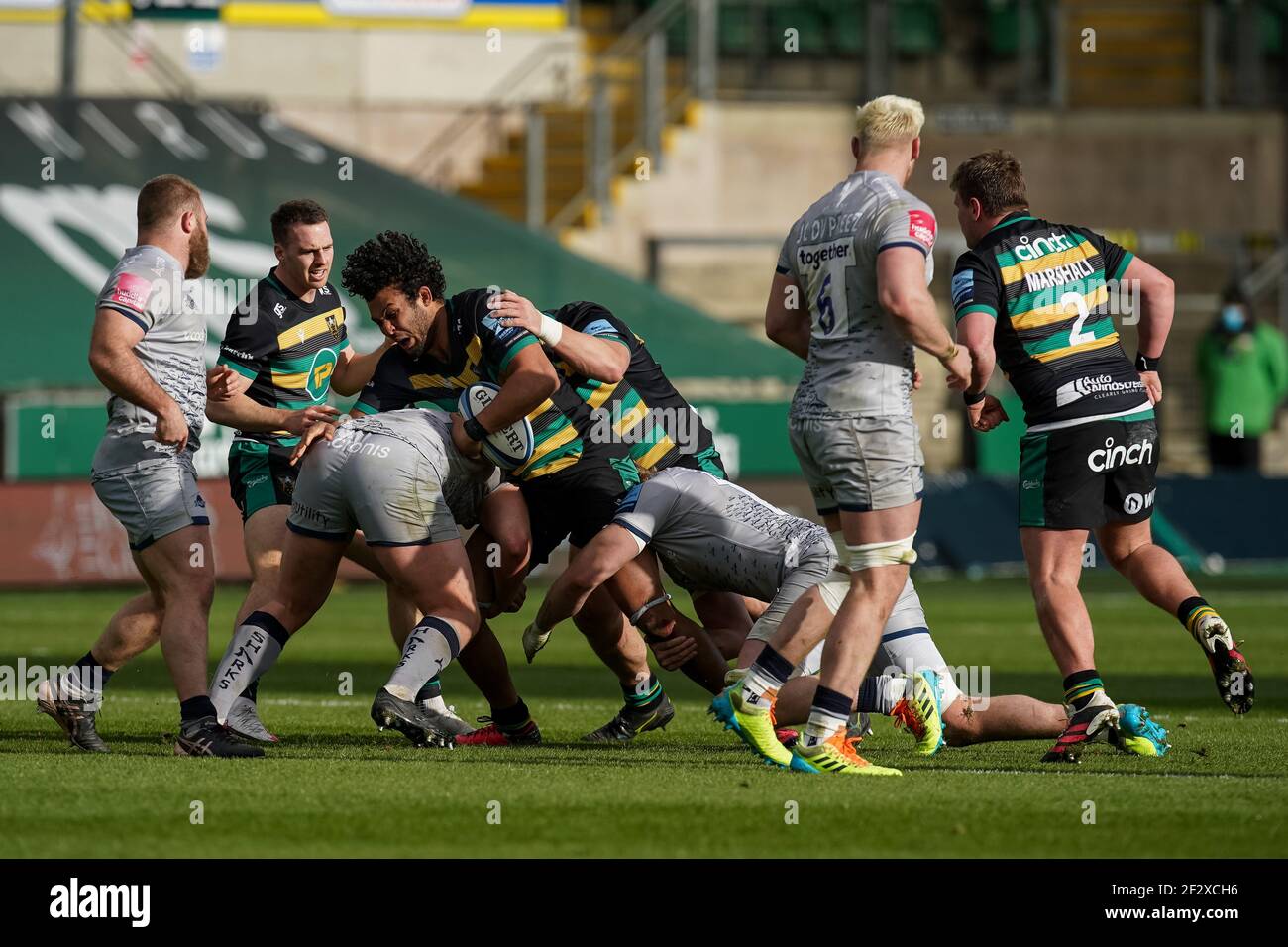 Northampton, UK. 13th Mar, 2021. Lewis Ludlam #7 of Northampton Saints ...