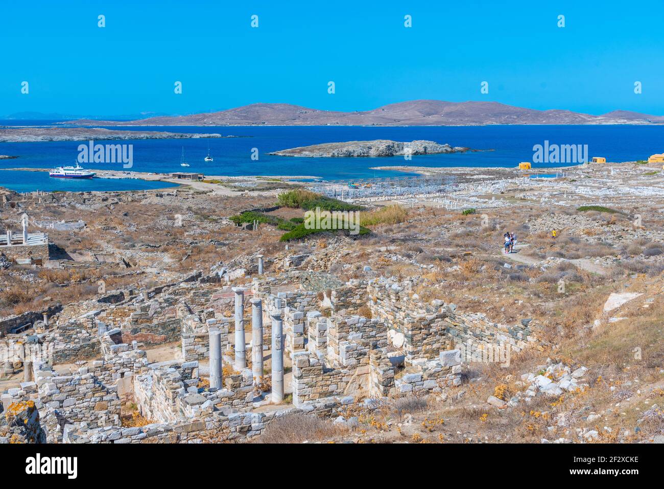 Panorama view of ancient ruins at Delos island in Greece Stock Photo ...